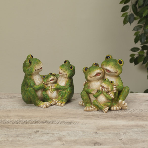 Arlmont & Co. 7 In. Resin Frog Family Figurines Set Of 2 | Wayfair