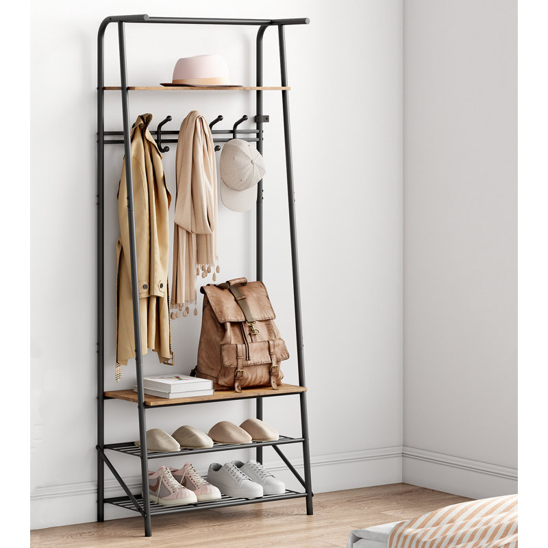 17 Stories Coat Rack Shoe Bench, 4-in-1 Hall Trees Entryway Bench With ...