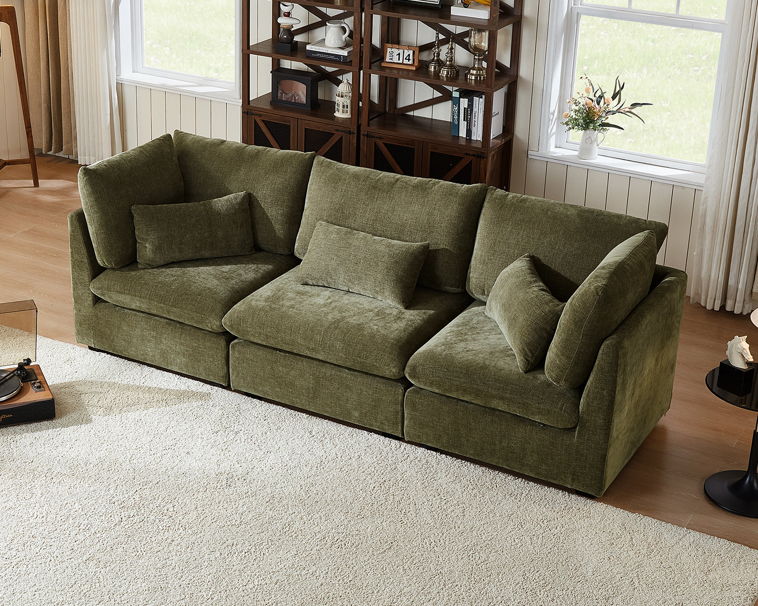 Ebern Designs 3 Seater Chenille Oversized Modular Sofa Extra Deep Cloud ...