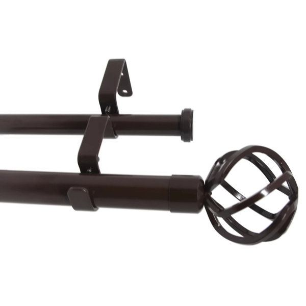 Charlton Home® Courville Flat Button Drapery Window Double Curtain Rod ...