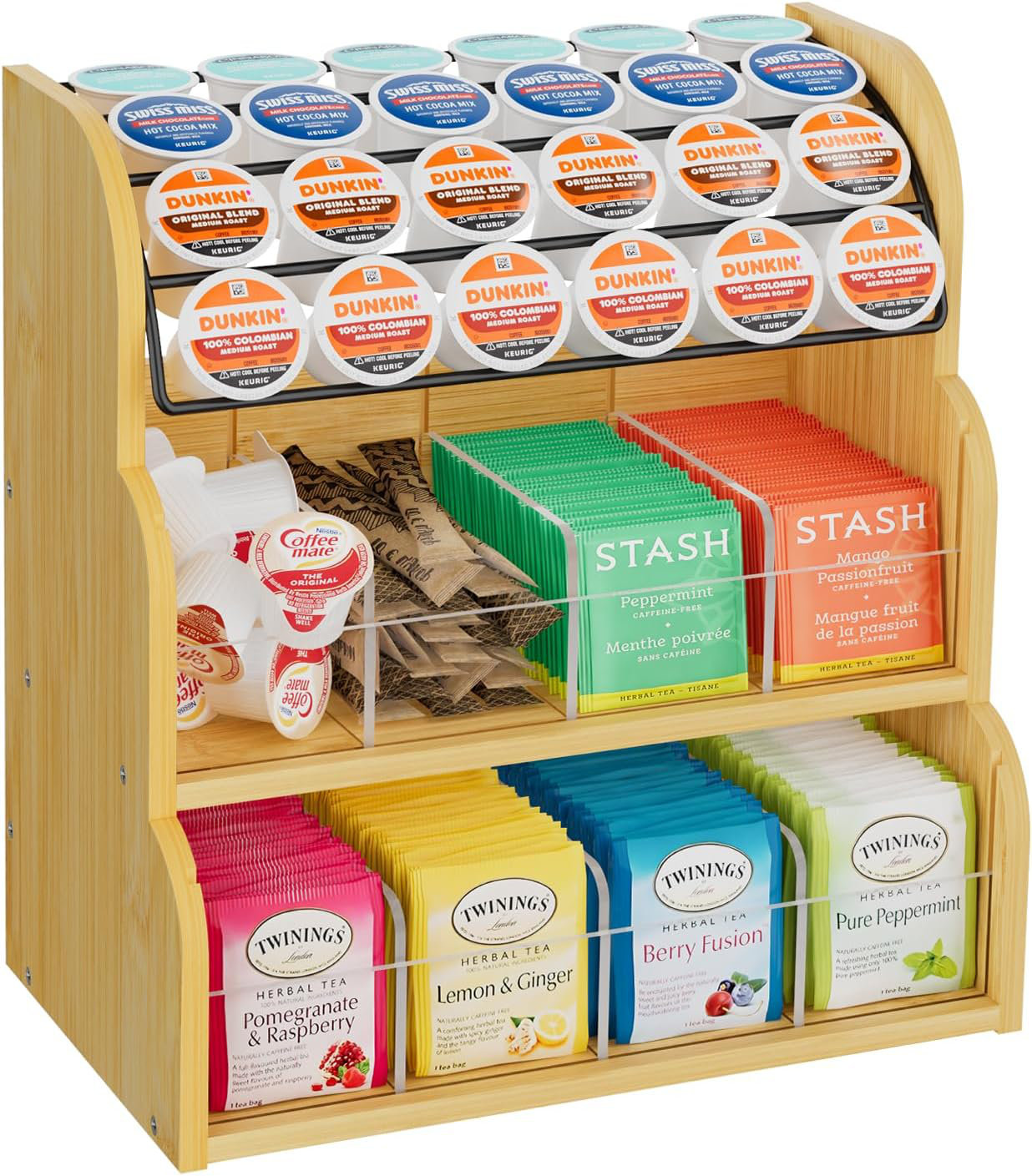 Elaine Mercure Bamboo Tea Bag Organizer With Metal Coffee Pods Holder ...