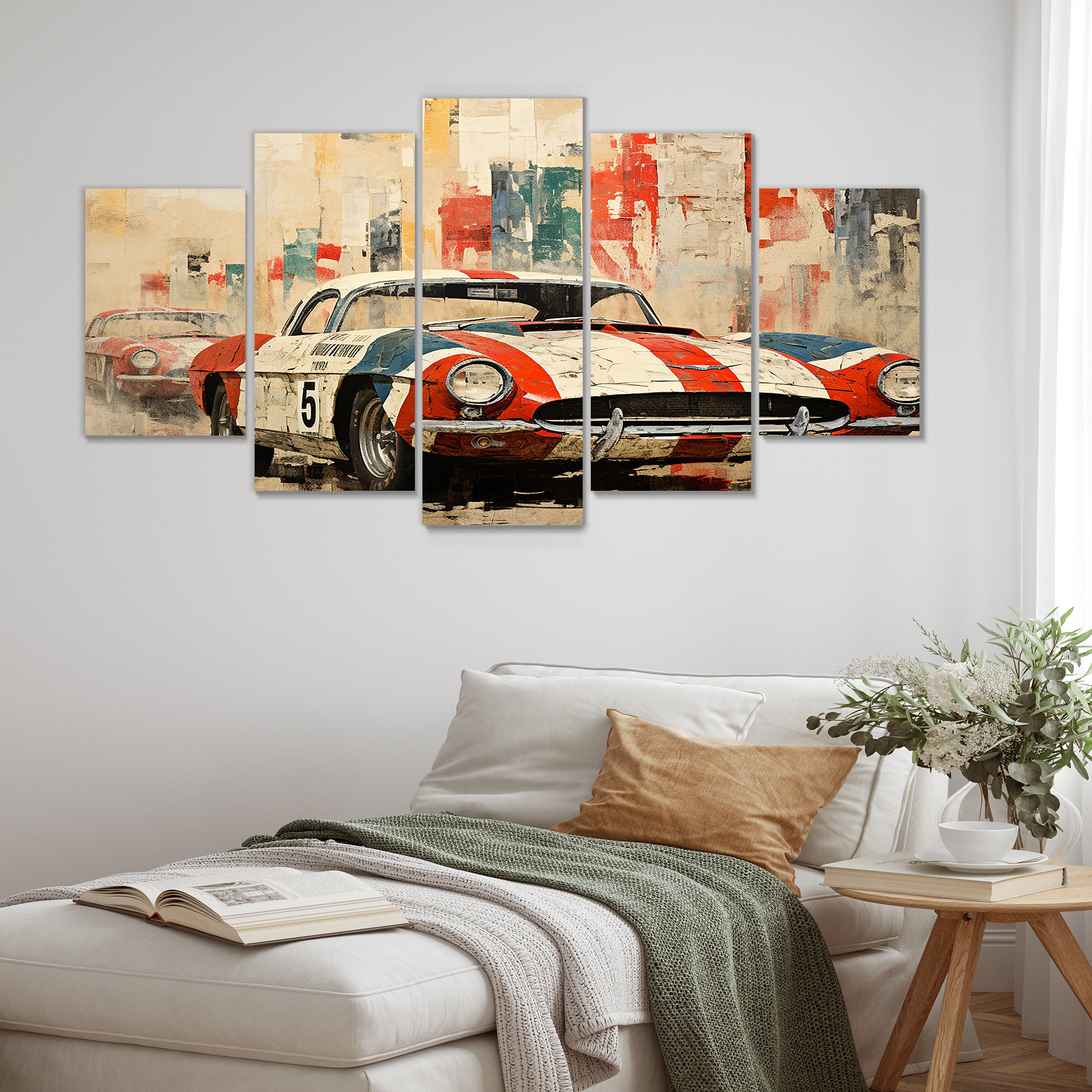 17 Stories Red Vintage 1950S Race Car Tracks I - Race Tracks Multipanel ...