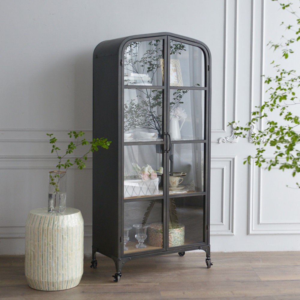 AWENOX Simple black wrought iron glass display case. - Wayfair Canada