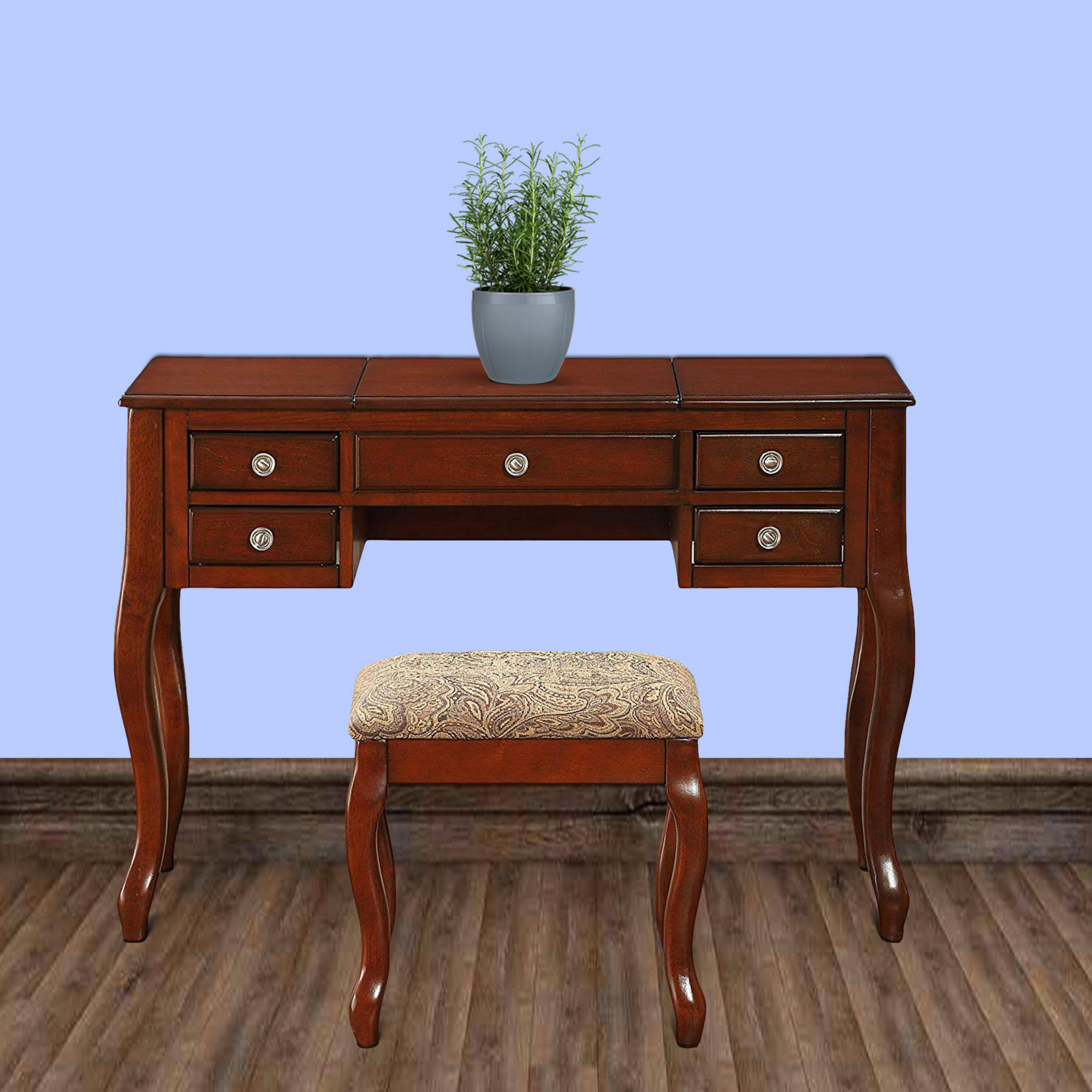 Lark Manor™ Muthanna Solid Wood Vanity Set with Stool & Reviews | Wayfair