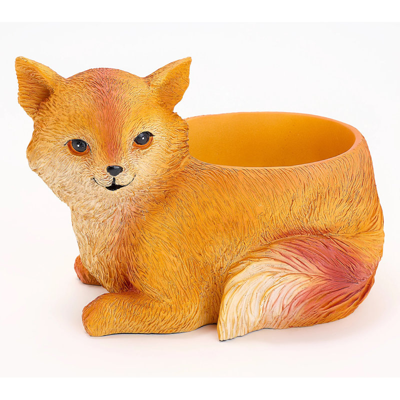 Trinx Hatti Portly Fox Resin Indoor/Outdoor Pot Planter | Wayfair