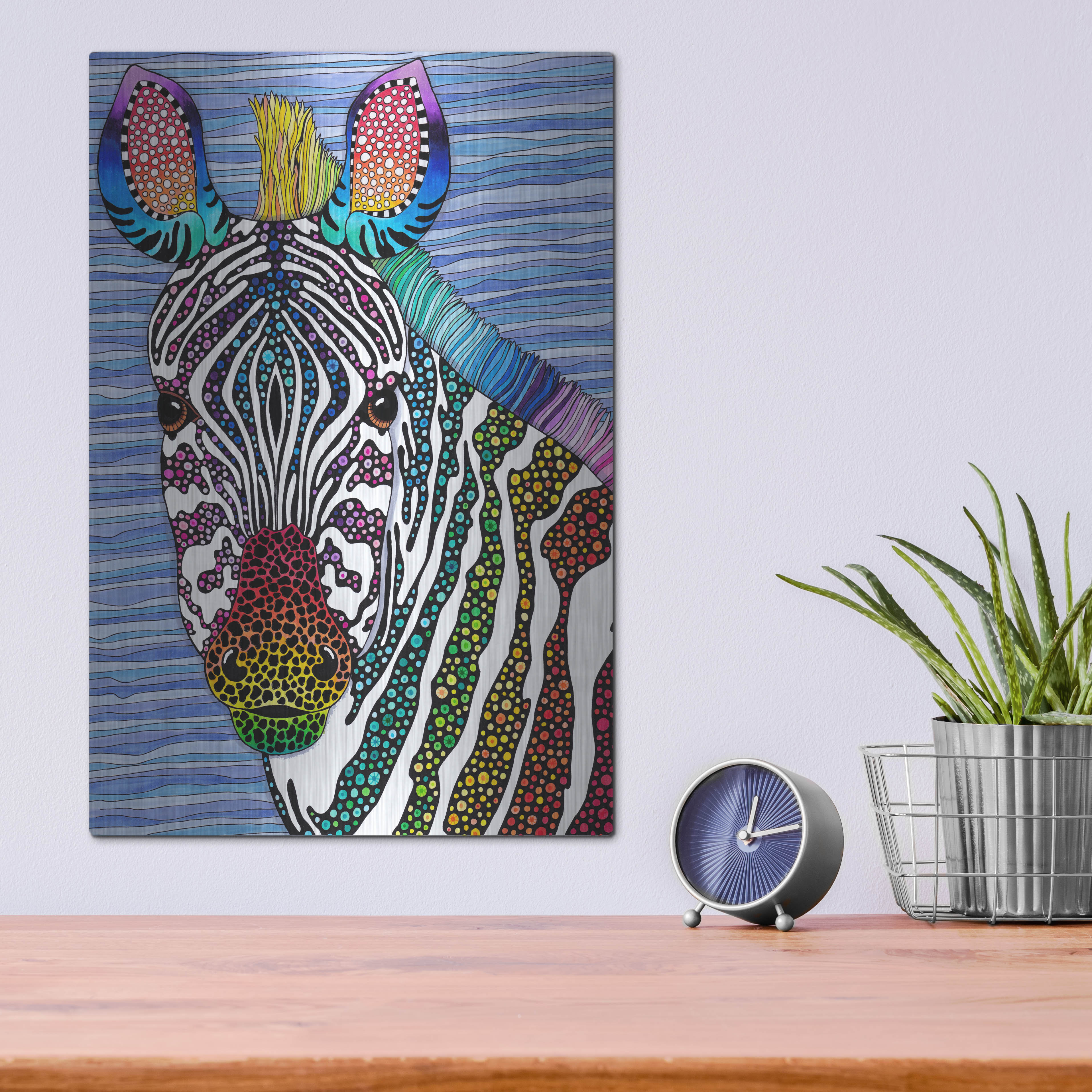 Dakota Fields " Rainbow Zebra " by Hello Angel on Metal | Wayfair