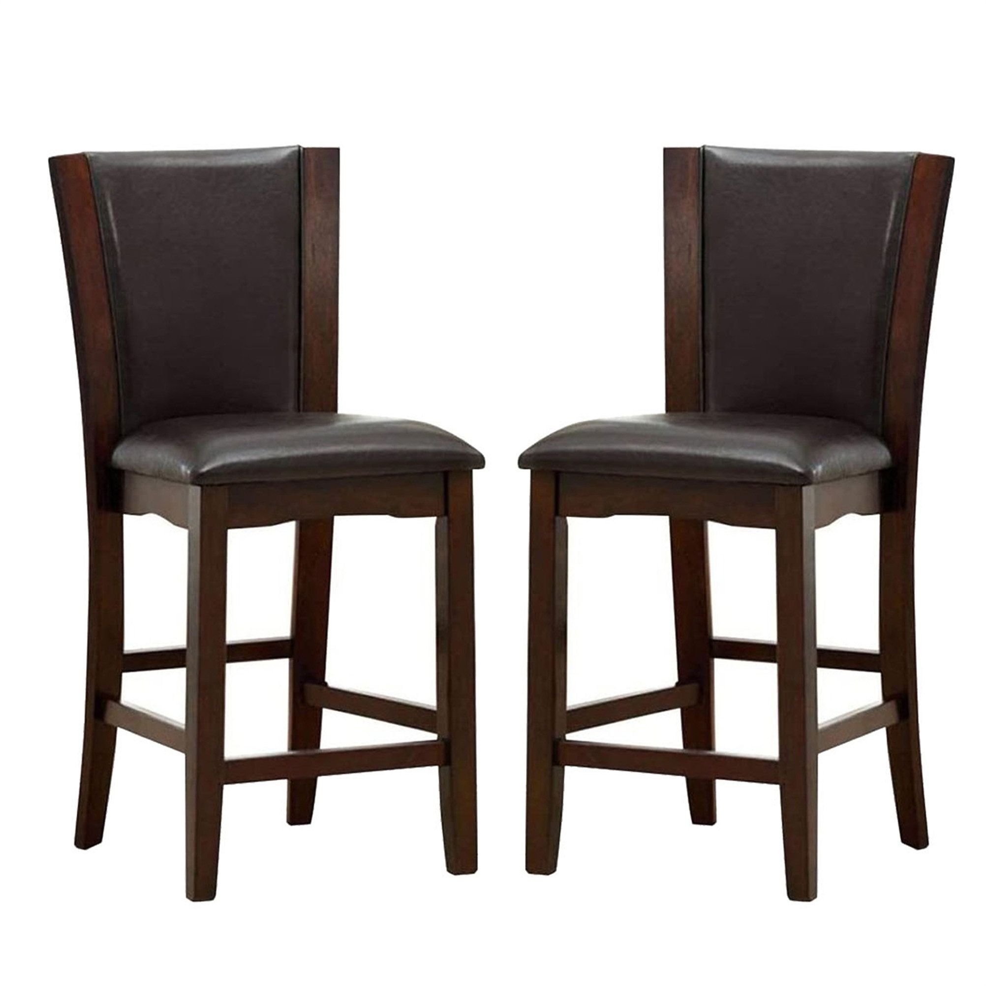 Wildon Home® Set Of 2 Padded White Leatherette Counter Height Chairs In ...