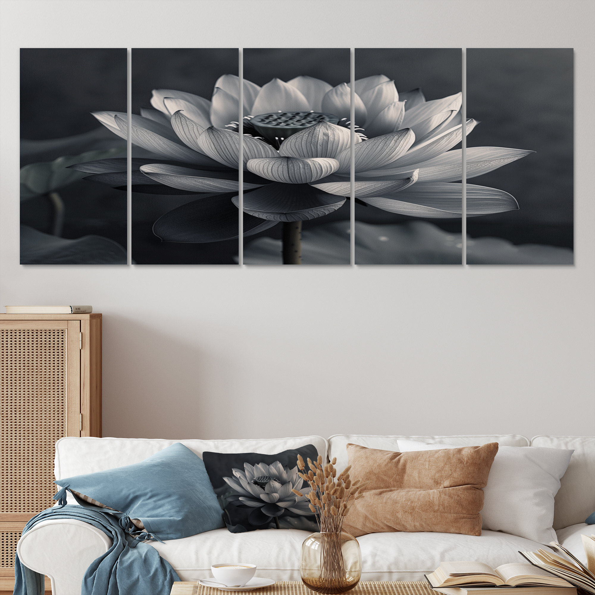 Dakota Fields Grey Lotus Photo Elegant Silhouette III - Lotus Wall ...
