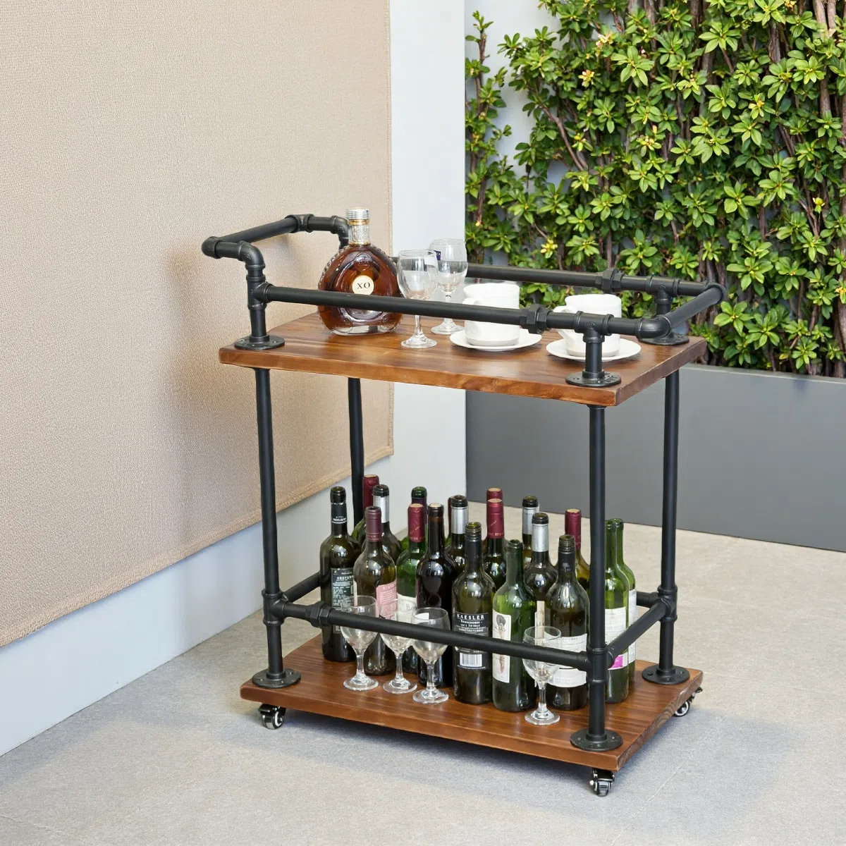 17 Stories Rolling Bar Cart With Cabinet And Wheels For The Home ...