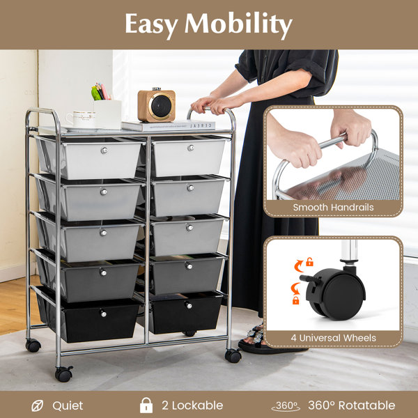 17 Stories Nally 10 Drawer Storage Drawer with Locking Wheels | Wayfair ...