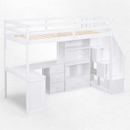 Harriet Bee Gillianne Twin 4 Drawer Loft Bed with Built-in-Desk by ...