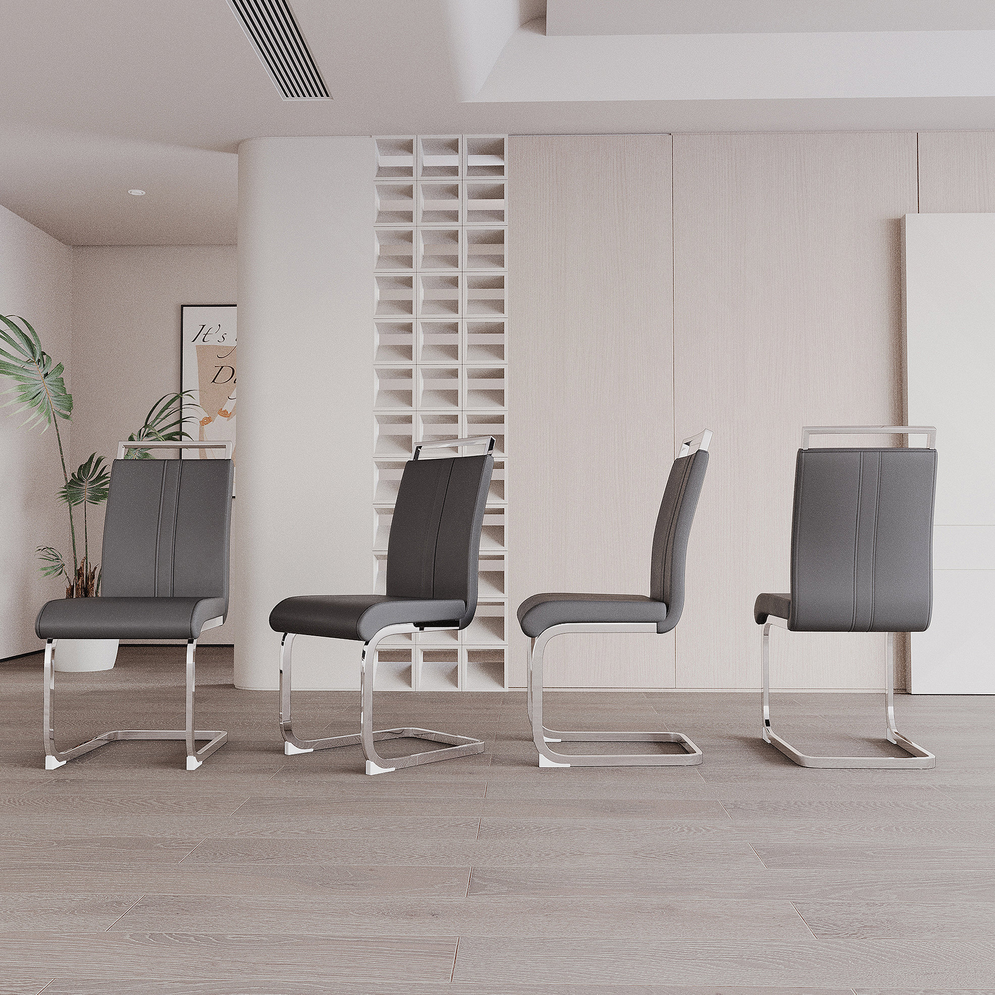 Hokku Designs Modern Dining Chairs,PU Faux Leather High Back ...