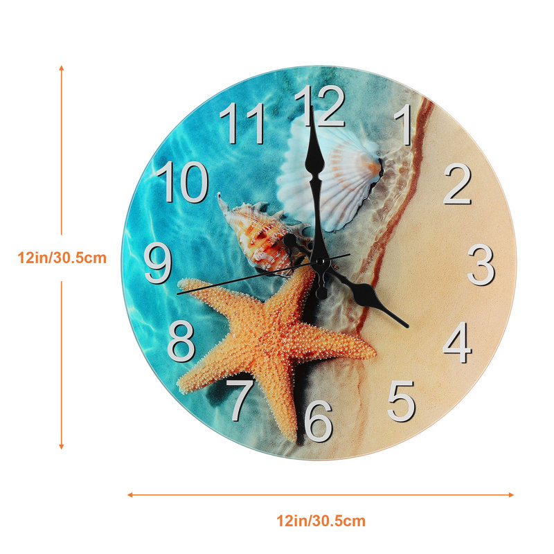 Highland Dunes 12 Inch Glass Wall Clock - Shell | Wayfair