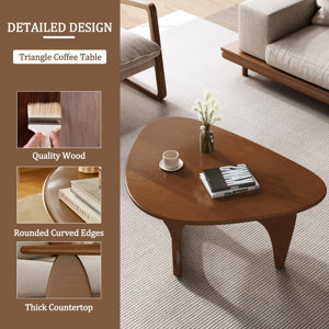 George Oliver Mid-Century Modern Triangle Coffee Table With Solid ...