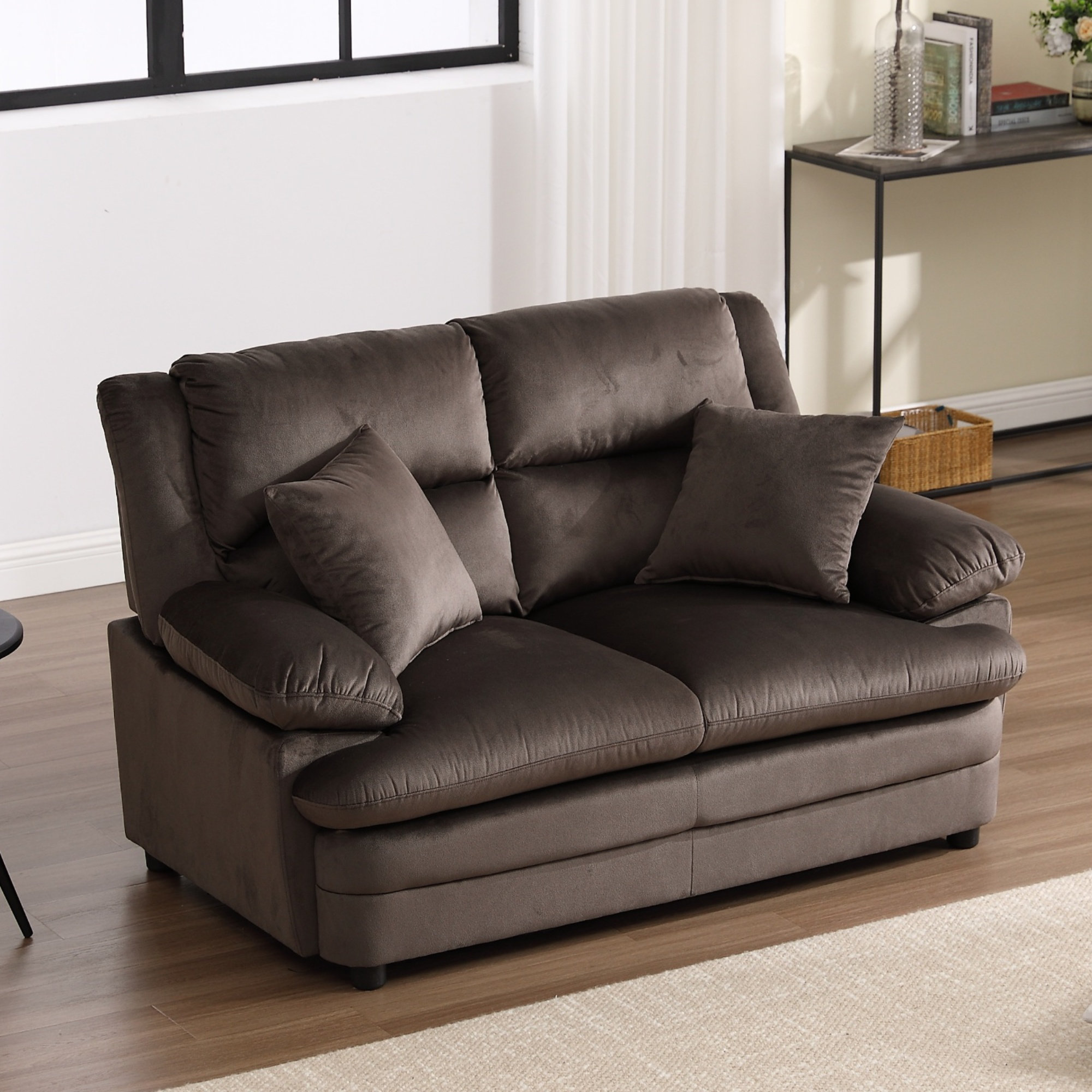 Ebern Designs 59" Wide Modern Super Soft & Overstuffed Microfiber ...