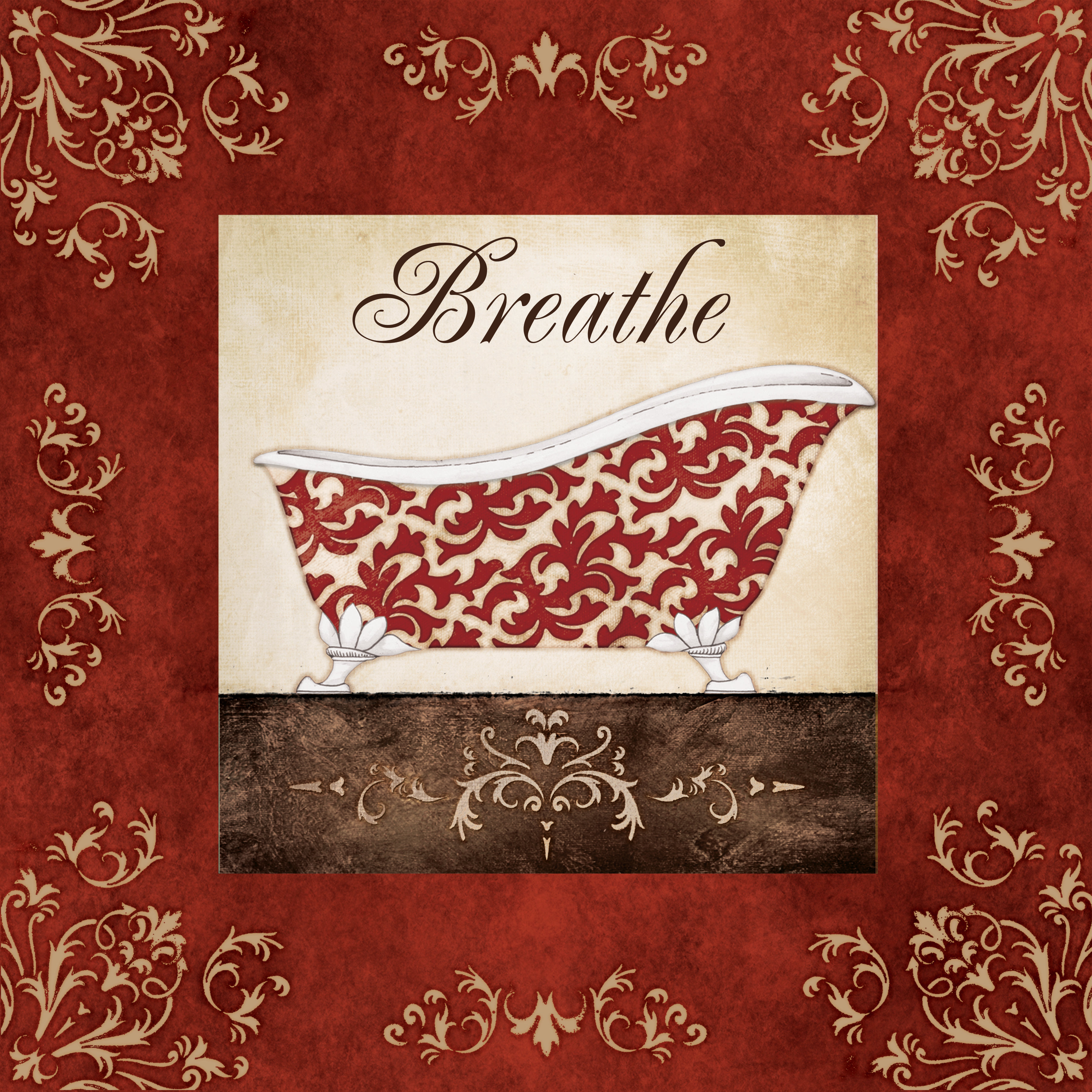 Ophelia & Co. Breathe Red Patterned Bath Tub - Wrapped Canvas Graphic ...