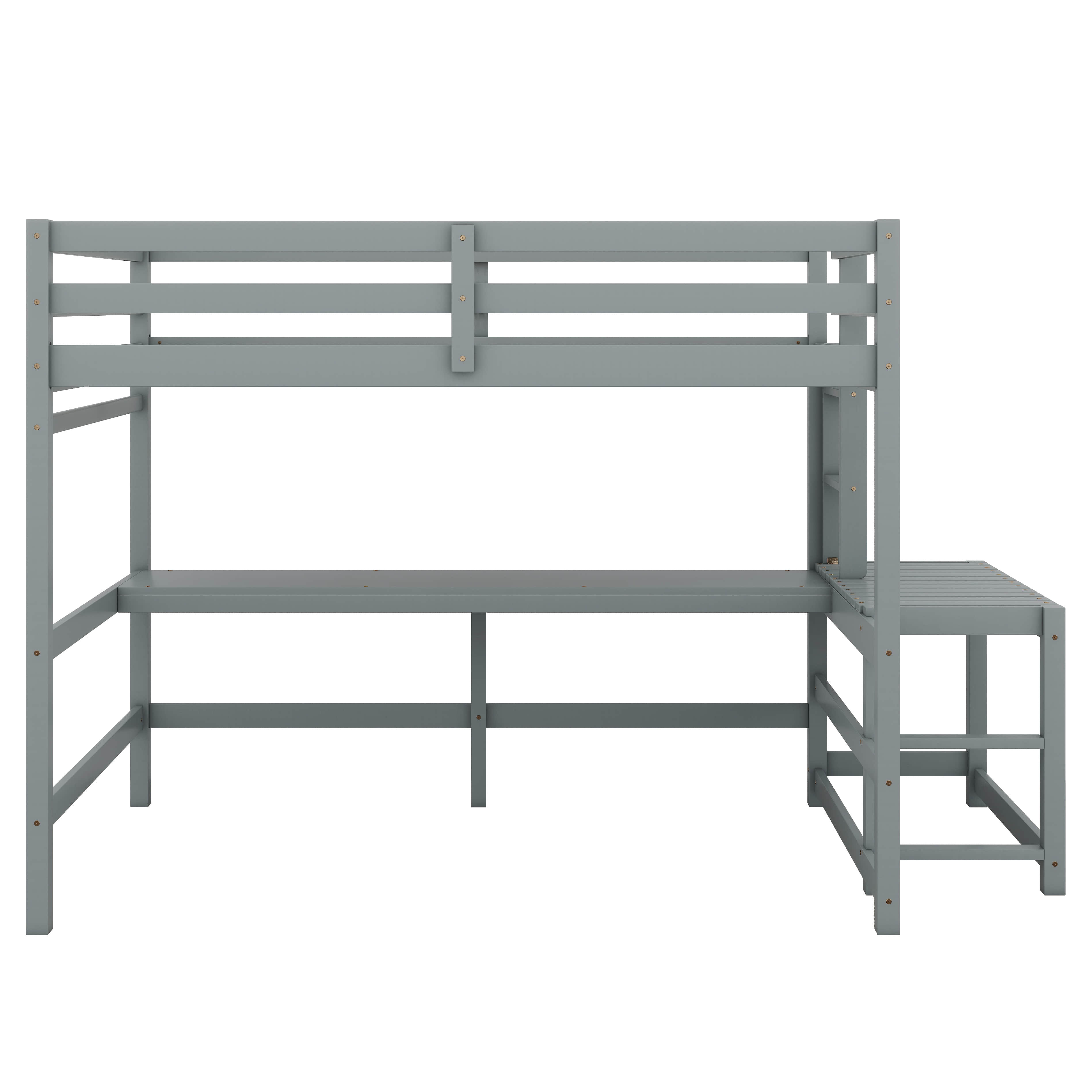 Harriet Bee High Loft Bed With Ladder For Bedroom,Wood Loft Bed With ...