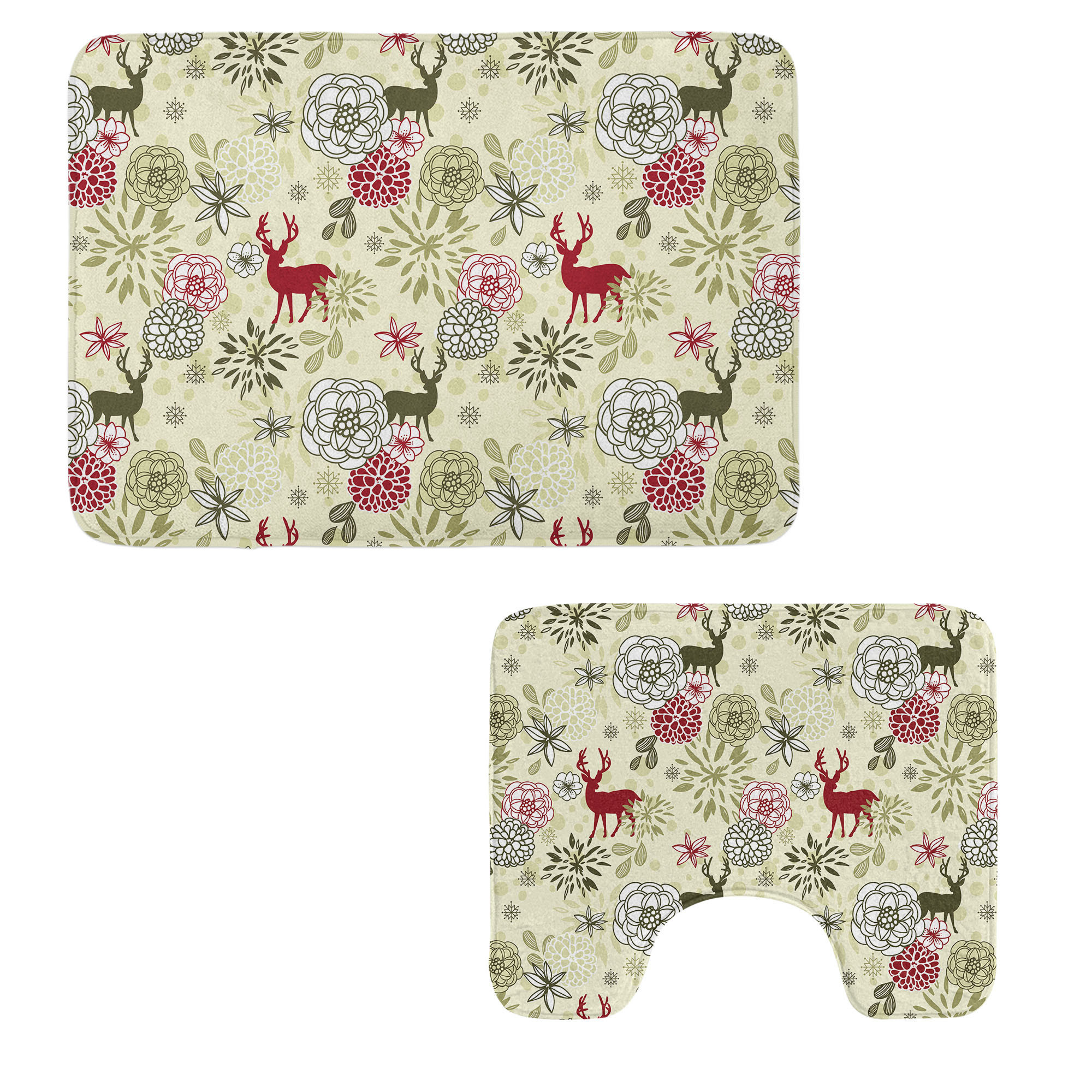 East Urban Home Winter Bathroom Rug Set 2 Pieces Rectangle & Contour ...