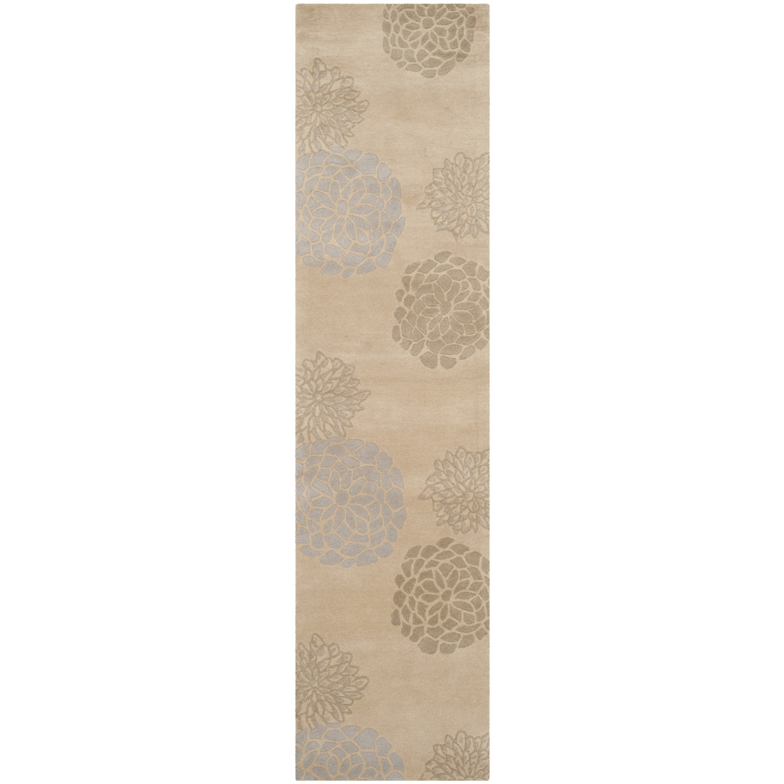 August Grove Kenney Floral Handmade Tufted Wool Beige Area Rug ...