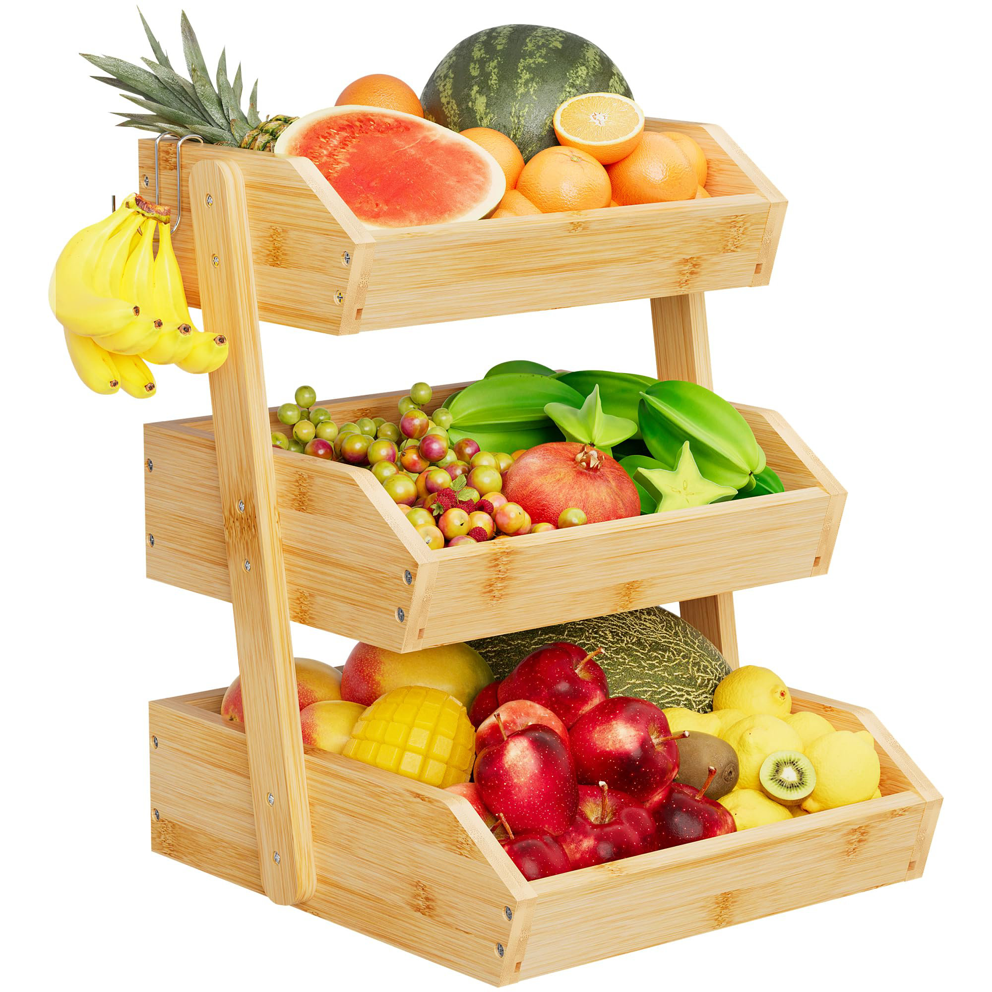 Gracie Oaks 3 Tier Fruit Basket With 2 Banana Hangers, Vegetables Fruit ...