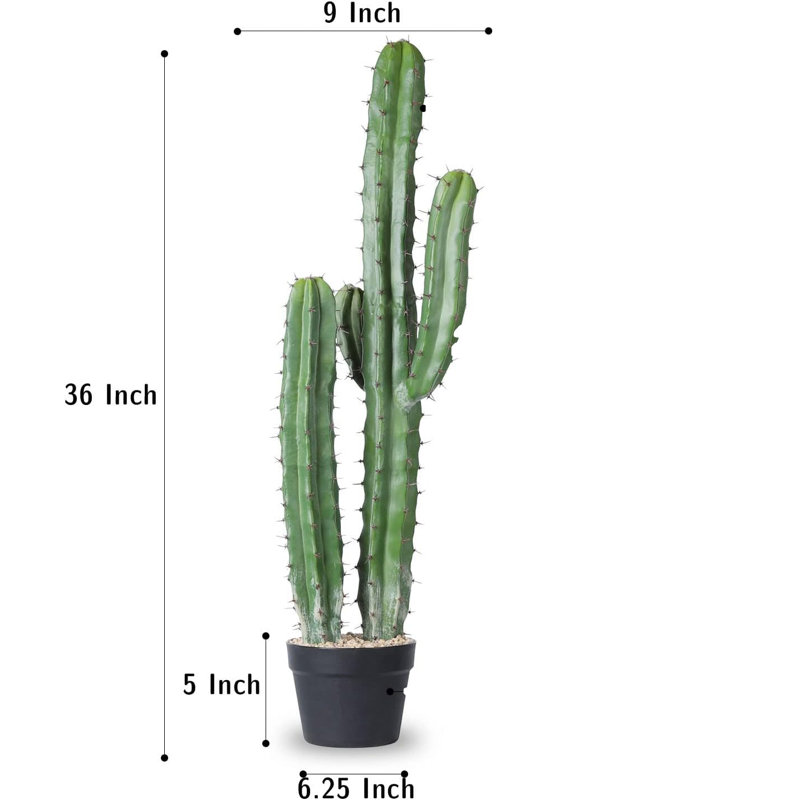 Primrue 36 Inch Faux Artificial Cactus Cacti Plants Fake Big Cactus ...
