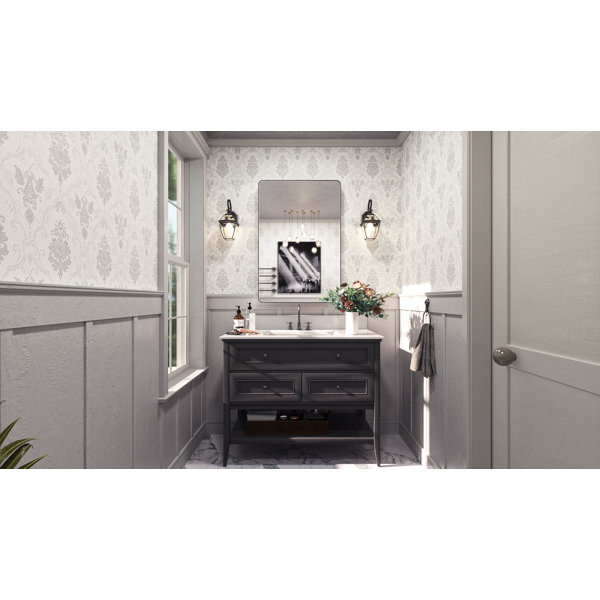 Latitude Run® Myleesha Bathroom Mirror with Framed Rounded Corner Pivot ...