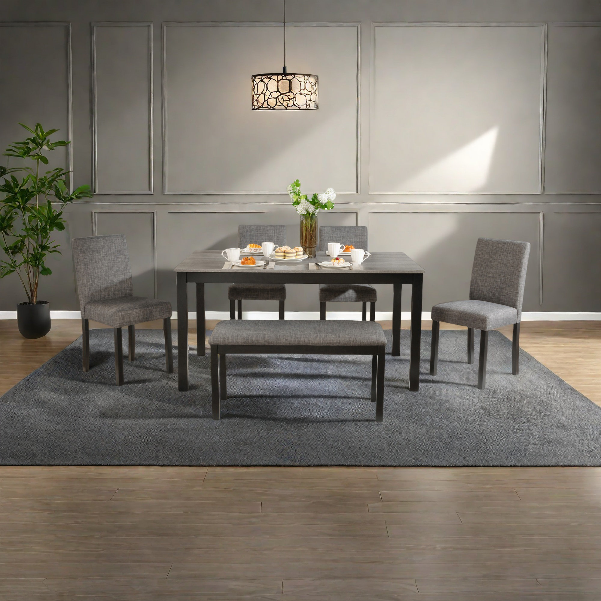 Latitude Run® 6-Piece Dining Table Set With Bench And Chairs, Dining ...