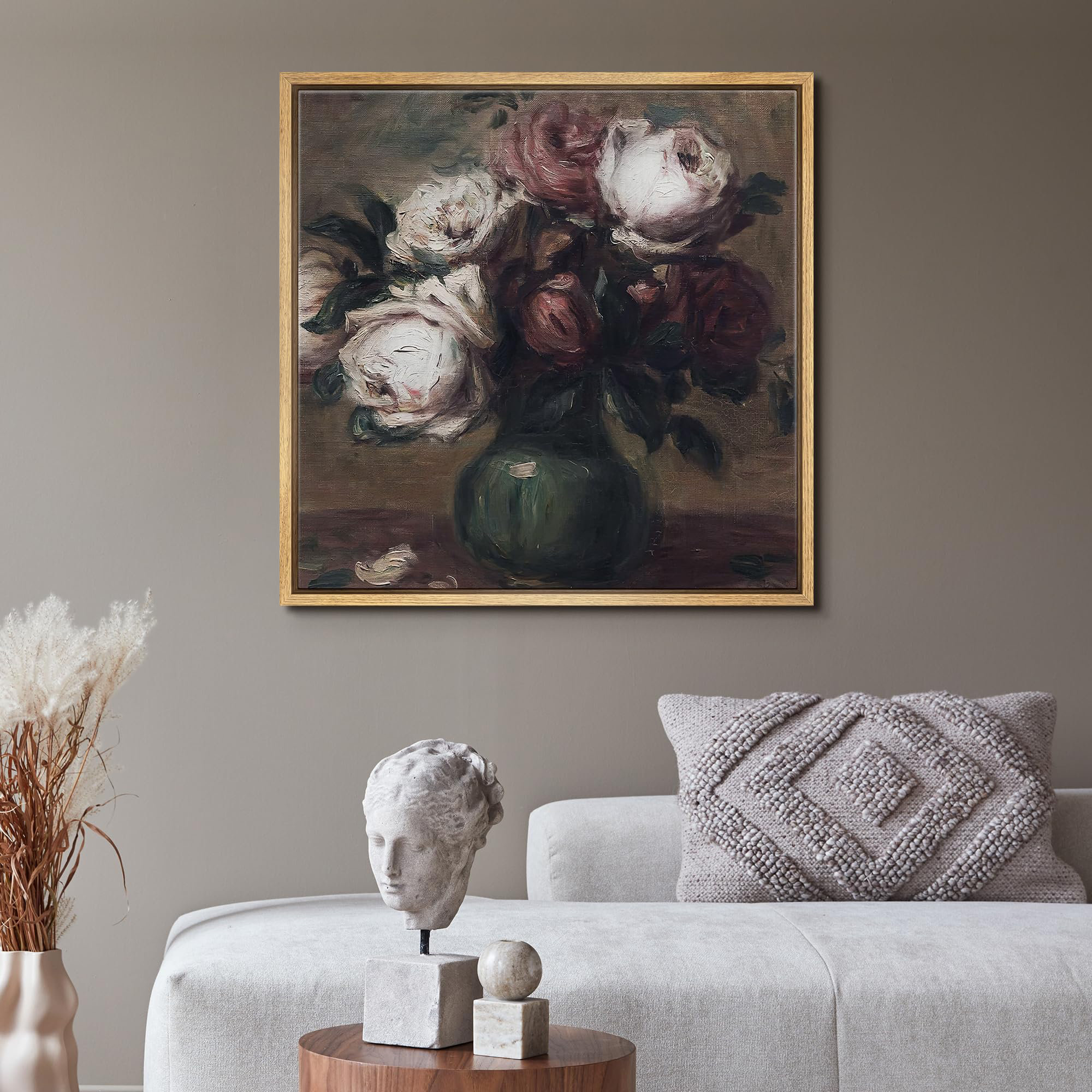 wall26 Rich Textured Roses In Vase Vintage Impressionist Flower ...