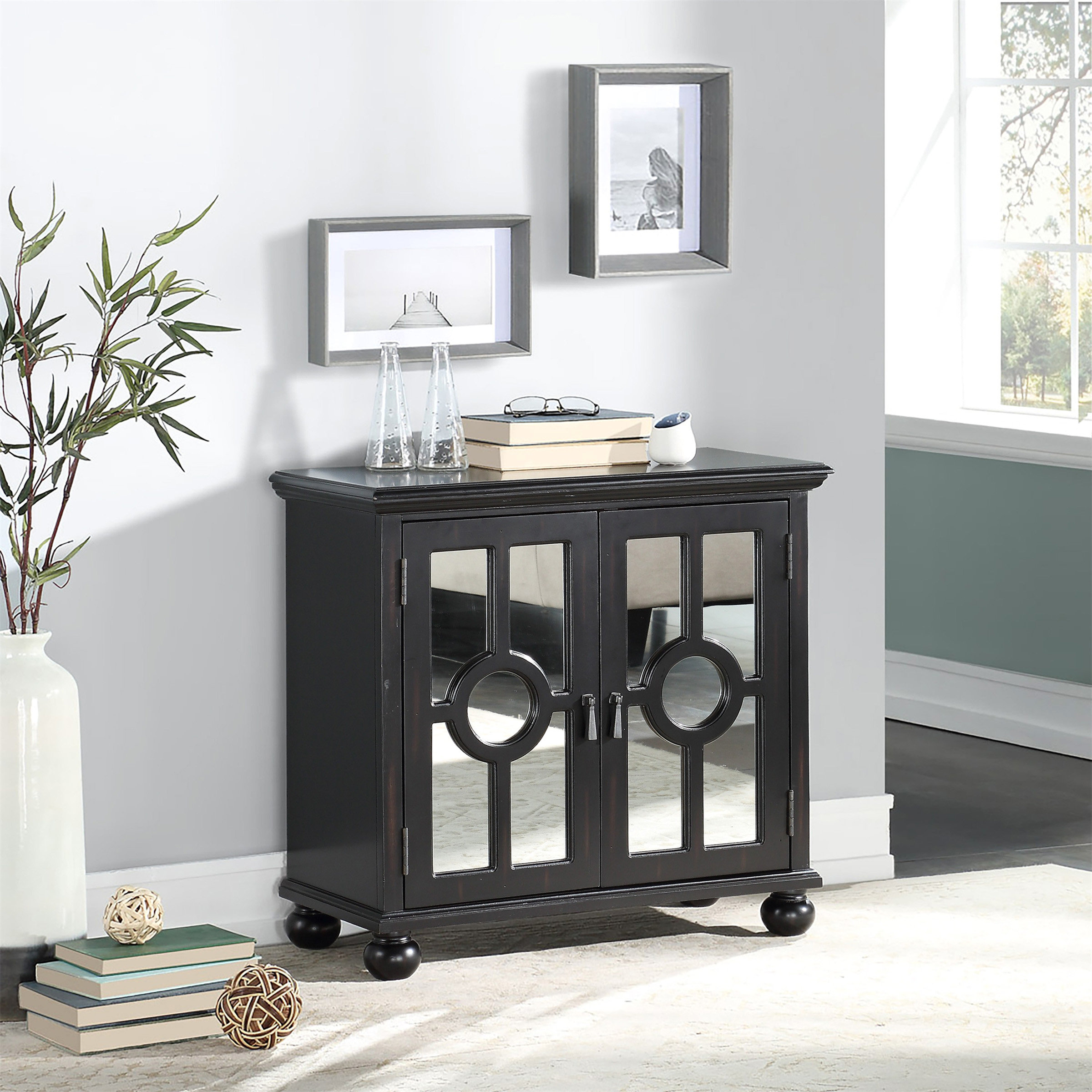 Darby Home Co Classic Storage Cabinet with Mirror Doors and Pendant ...