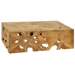 Billiot 47-inch Rectangular Teak Root Block Style Coffee Table, Natural ...