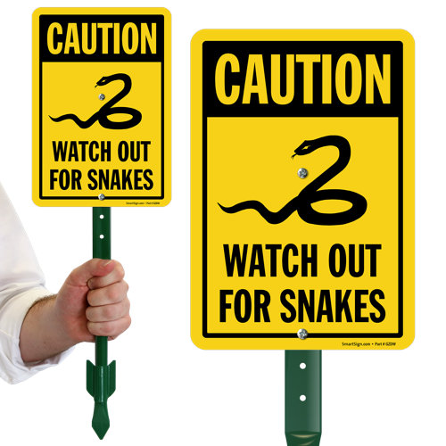 SmartSign Caution - Watch out for Snakes Sign and Stake Kit | Wayfair