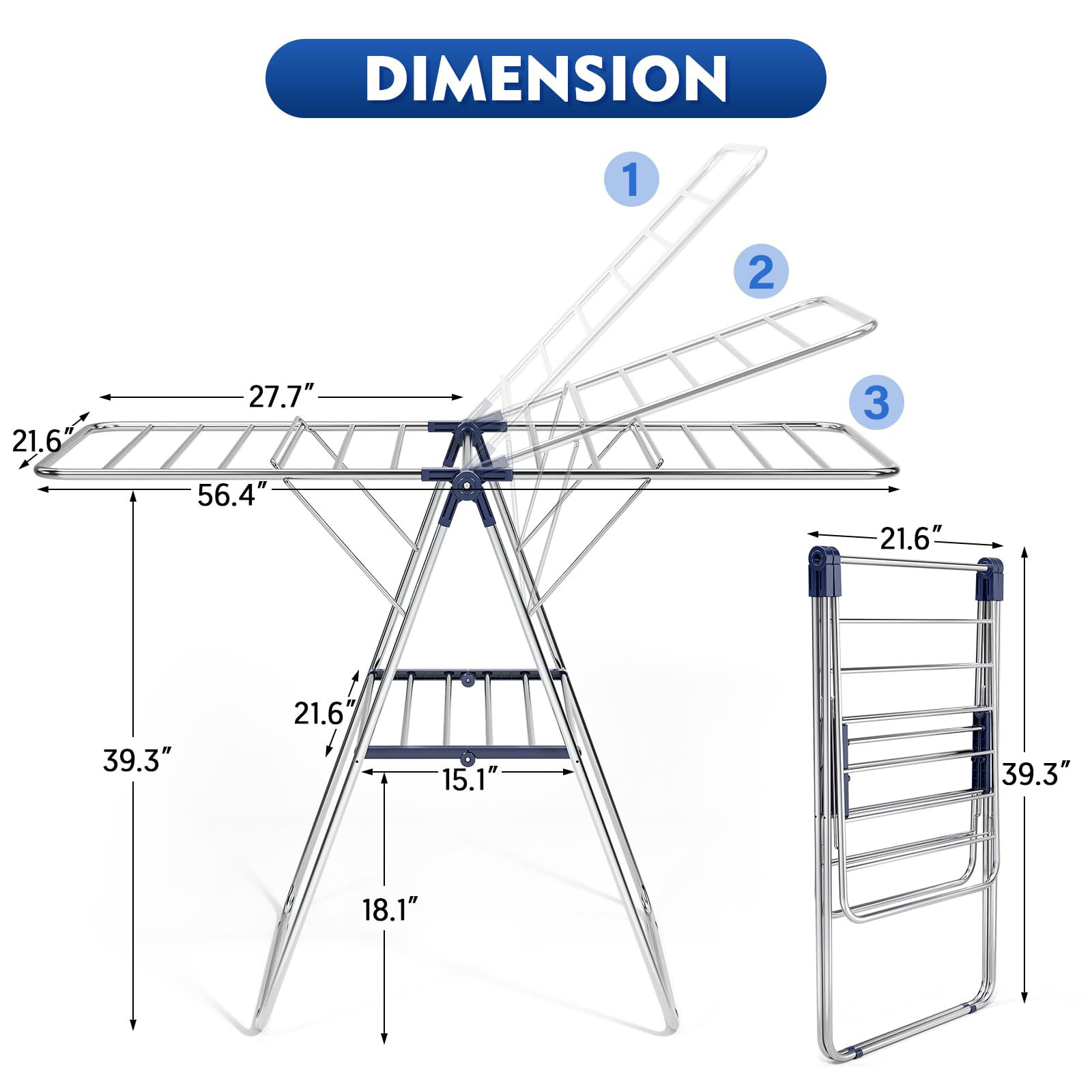 KAISHENGDAA Clothes Drying Rack, Drying Rack Clothing With Height ...