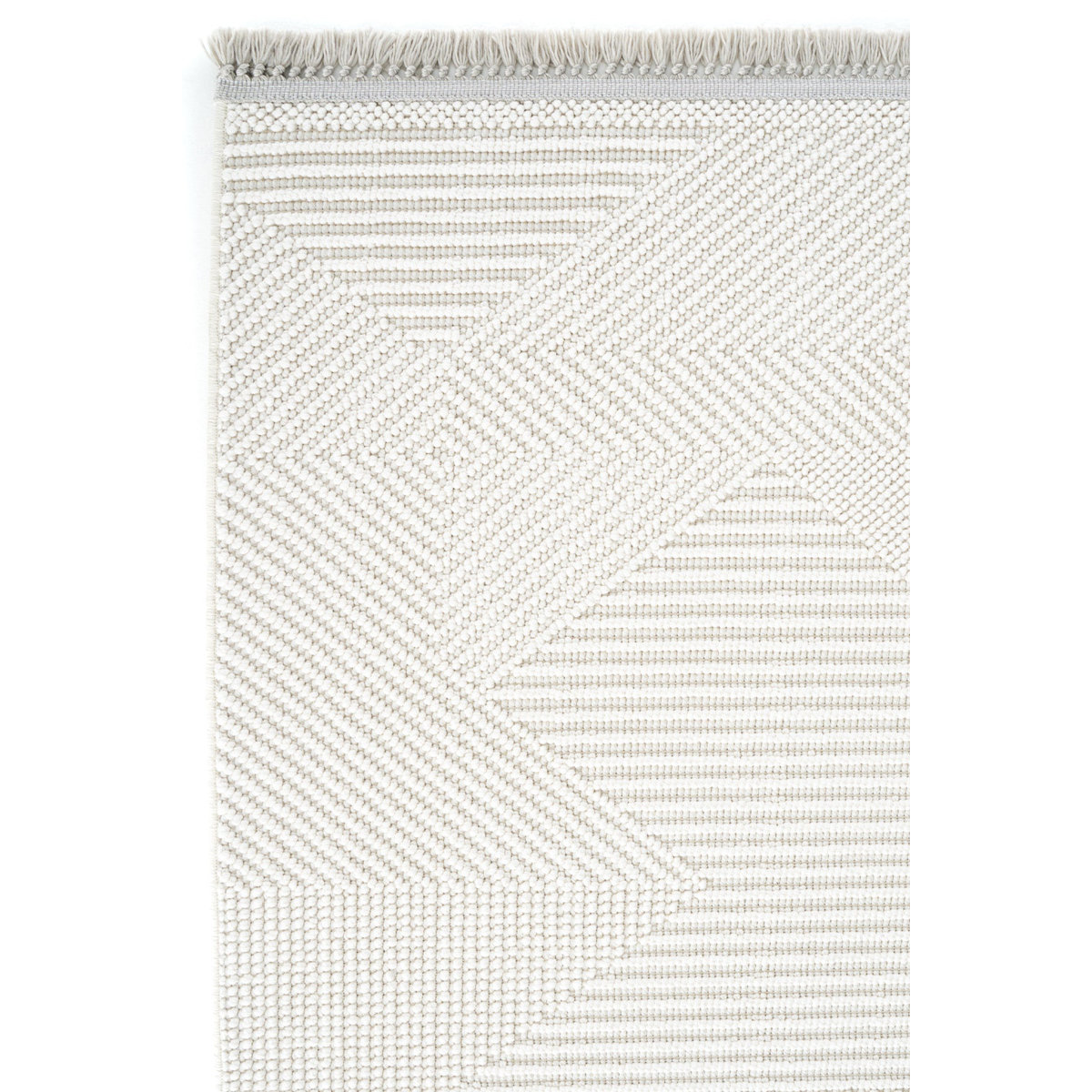 Ebern Designs Cream Geometric,Flatweave Area Rug, Machine Made using ...
