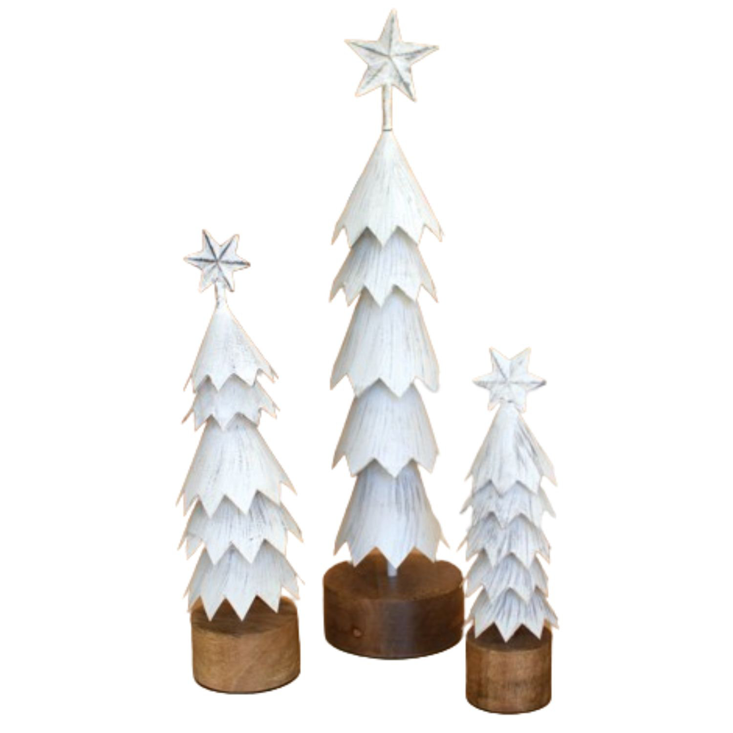 The Holiday Aisle® SET OF THREE WHITE WASHED METAL CHRISTMAS TREE W ...
