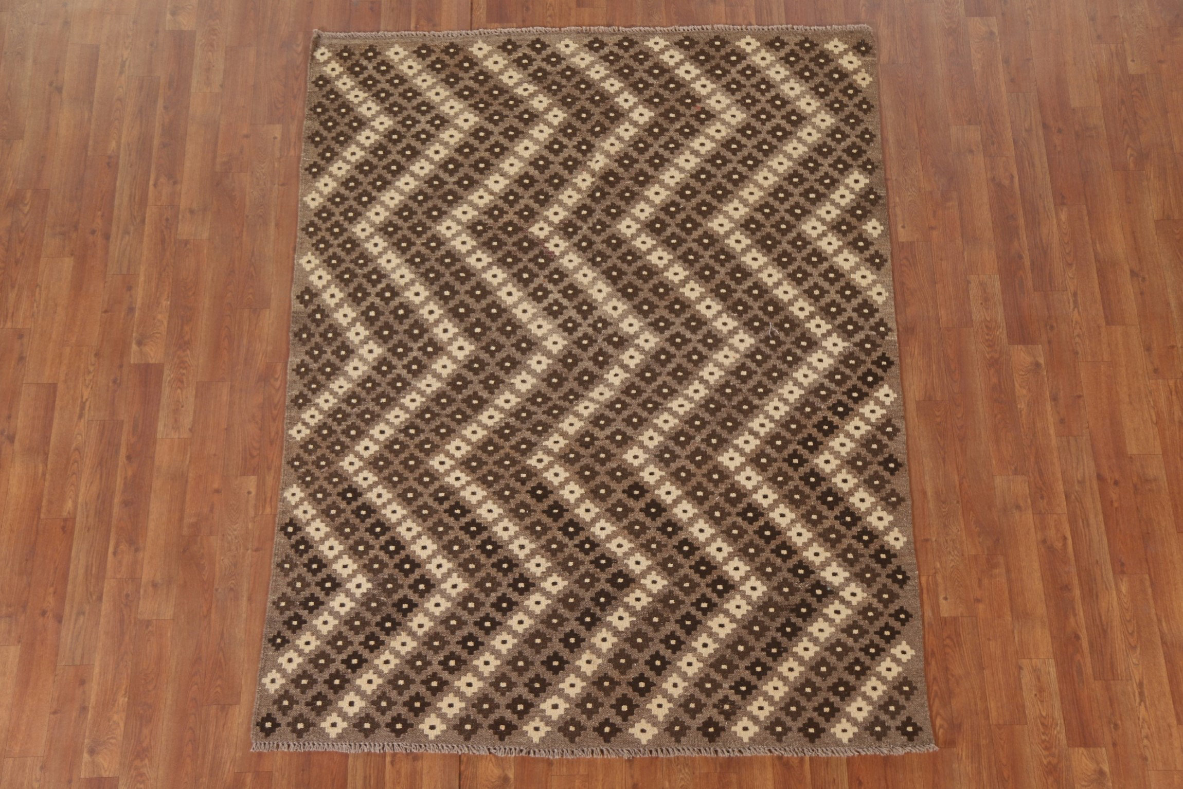Corrigan Studio® Chevron Style Kilim Square Wool Area Rug 5x5 | Wayfair