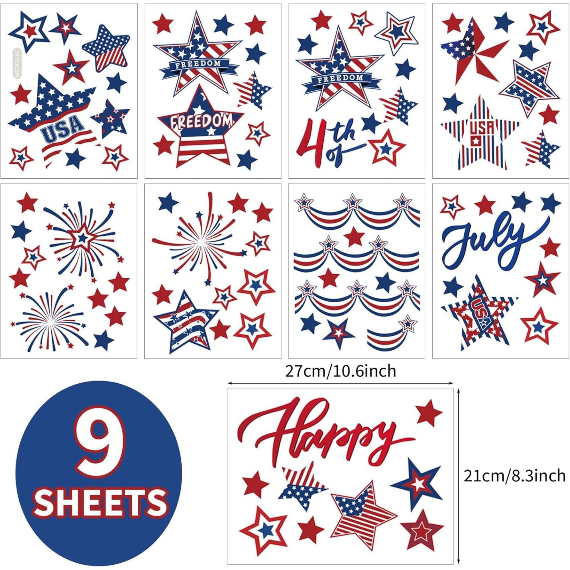 The Holiday Aisle® Patriotic Wall Stickers 4Th Of July USA Star Vinyl ...