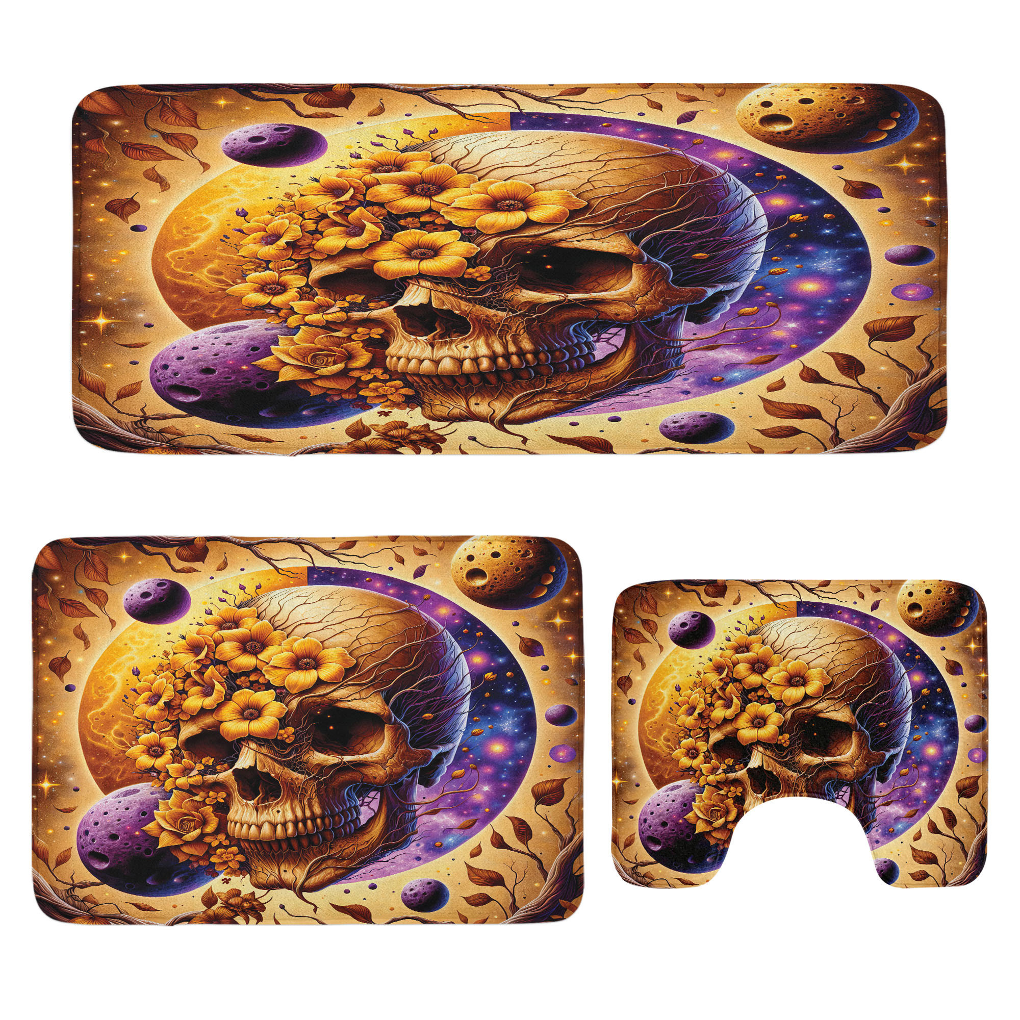 East Urban Home Trippy Bathroom Rug Set 3 Pieces U-Shape & Rectangle ...