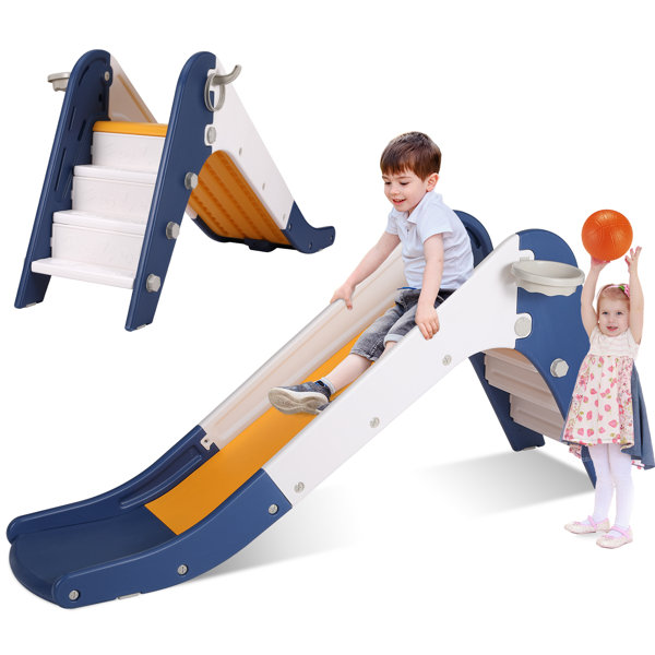 Pirecart Large Extented Freestanding Toddler Slide w/Basketball Hoop ...