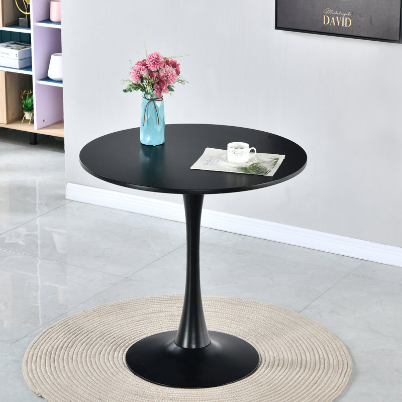 Corrigan Studio® Mid-Century Black Modern Round Dining Table Coffee ...