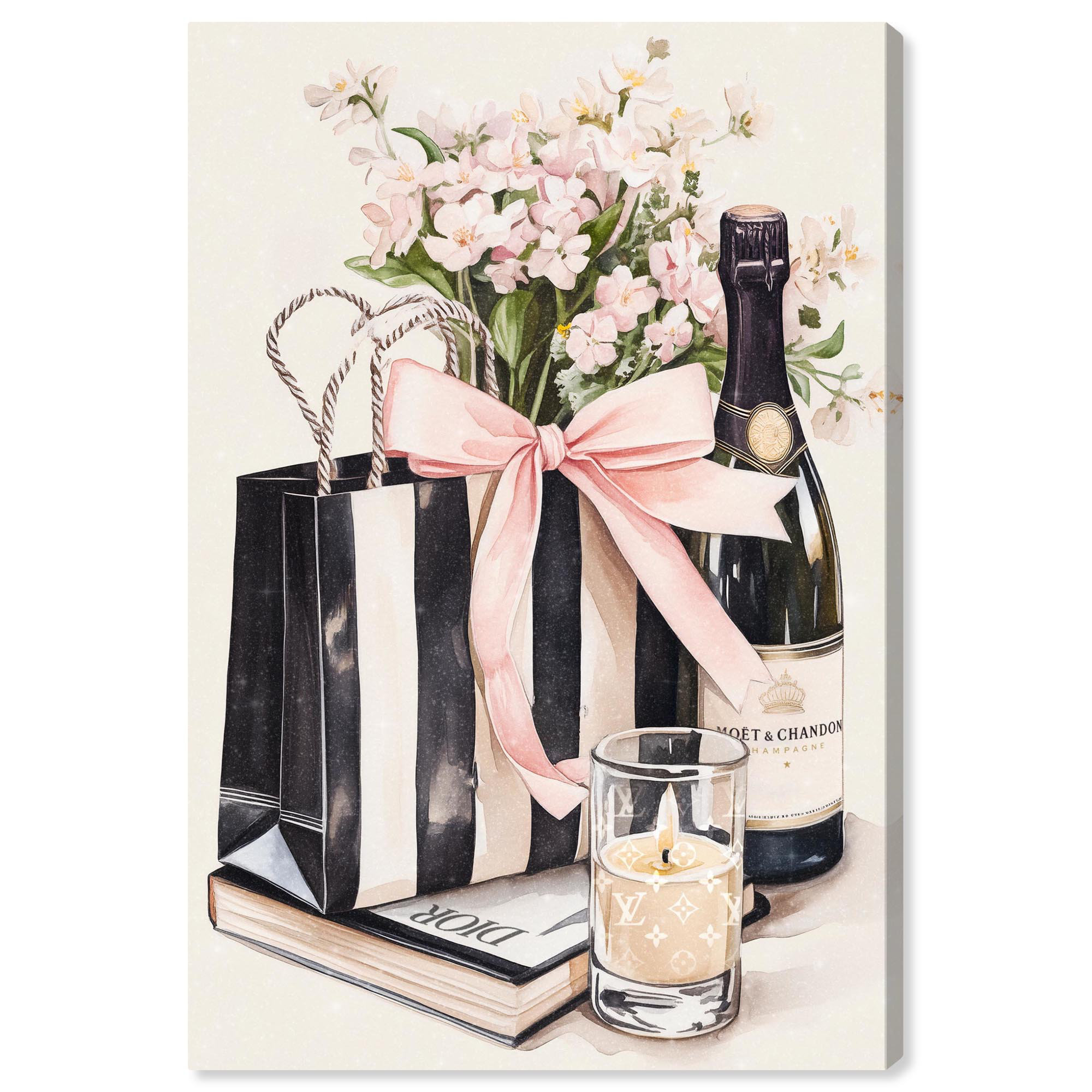 Art Remedy Shopping Bag and Some Drinks Canvas Fashion Art Print by Art ...