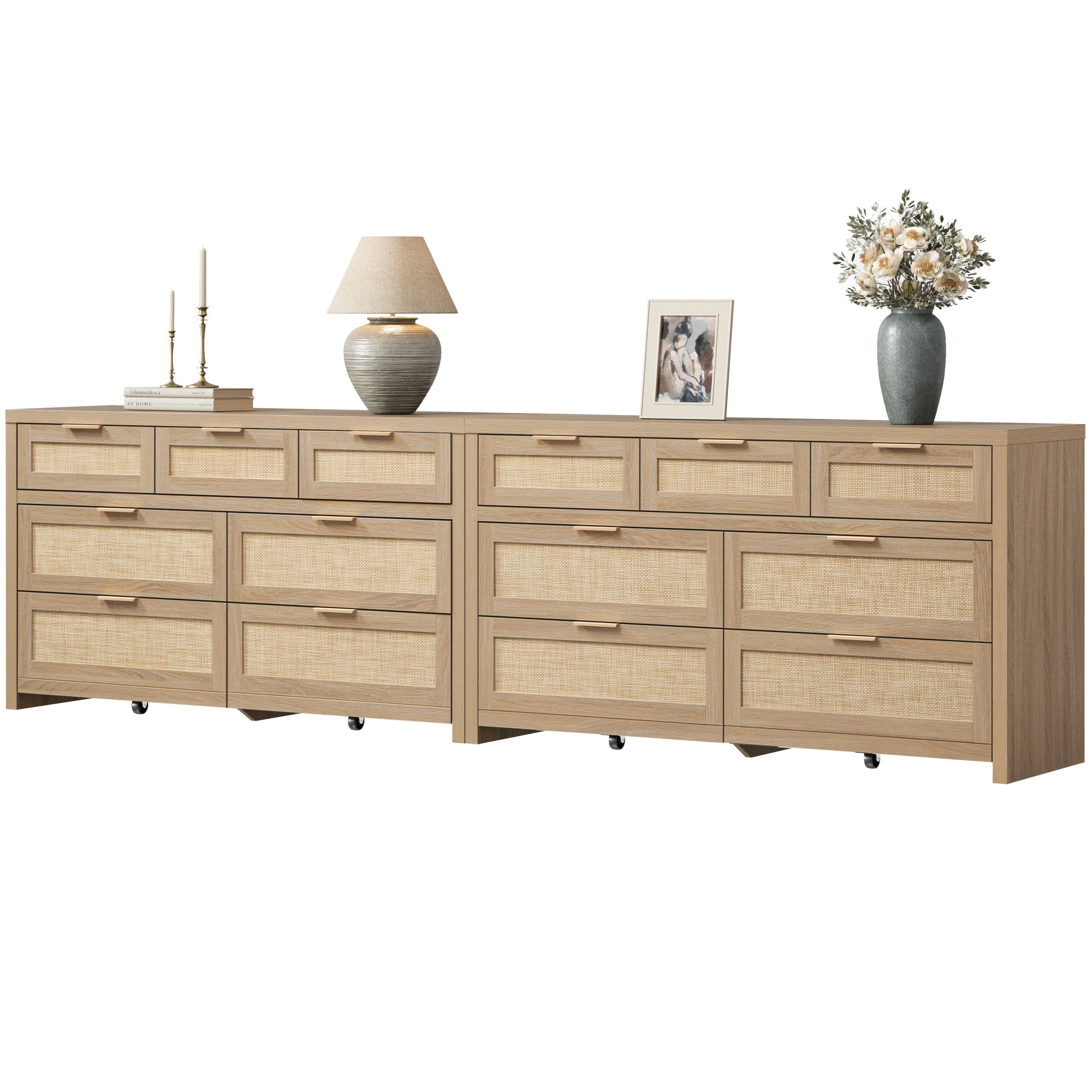 Bay Isle Home™ 56.88" W Bohemian Rattan 7-Drawer Dresser With Ample ...