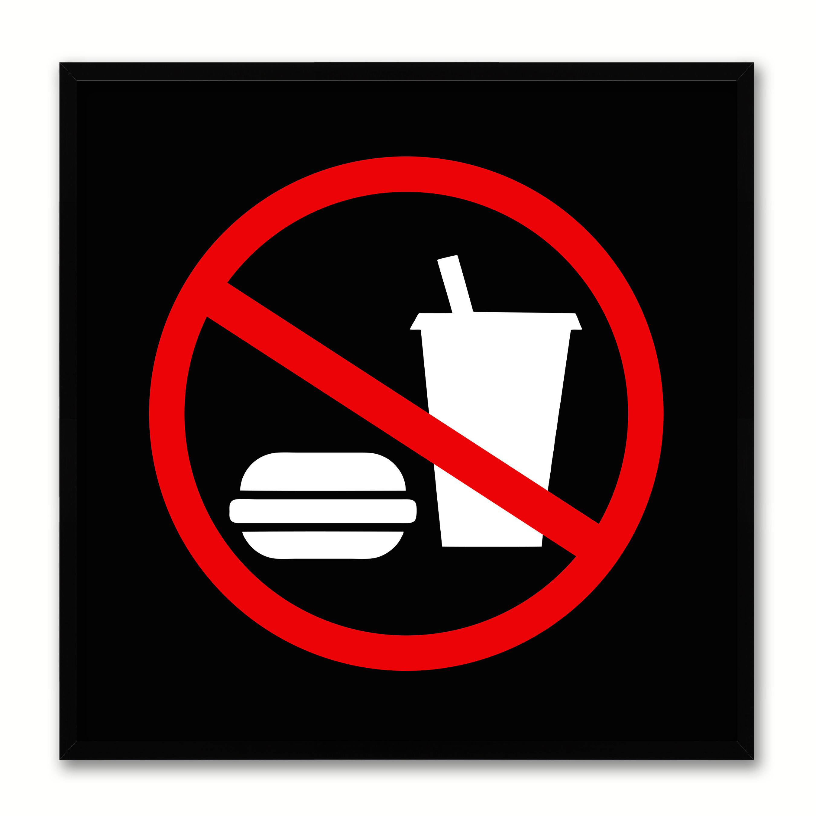 Trinx No Food Sign Black Print on Canvas with Picture Frame, 15x15 ...