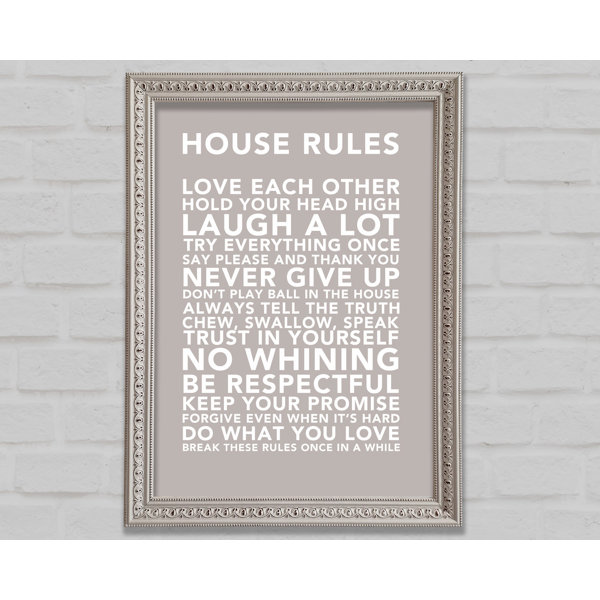 Happy Larry Family Quote House Rules 3 Beige Framed Print | Wayfair.co.uk