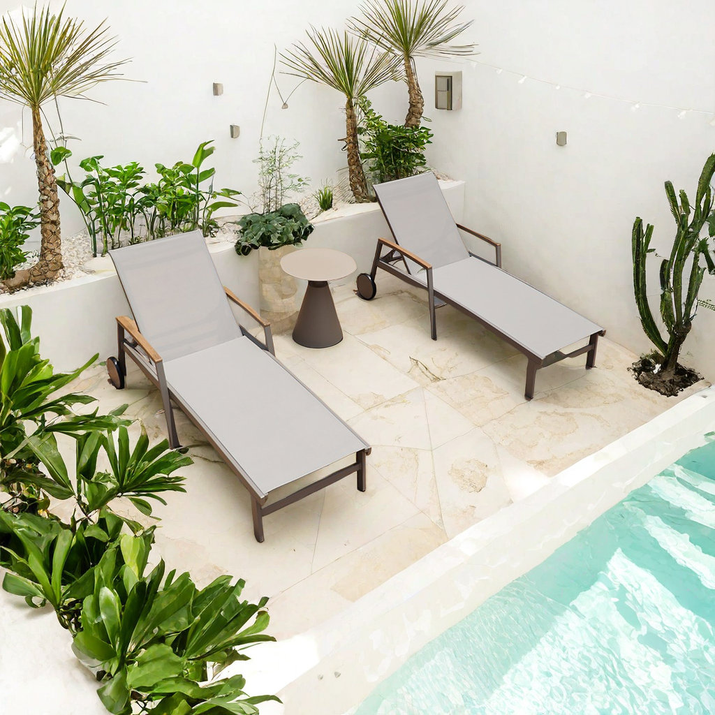 Elegance Furnishings Sunproof Outdoor Lounger With Wheels Outdoor ...