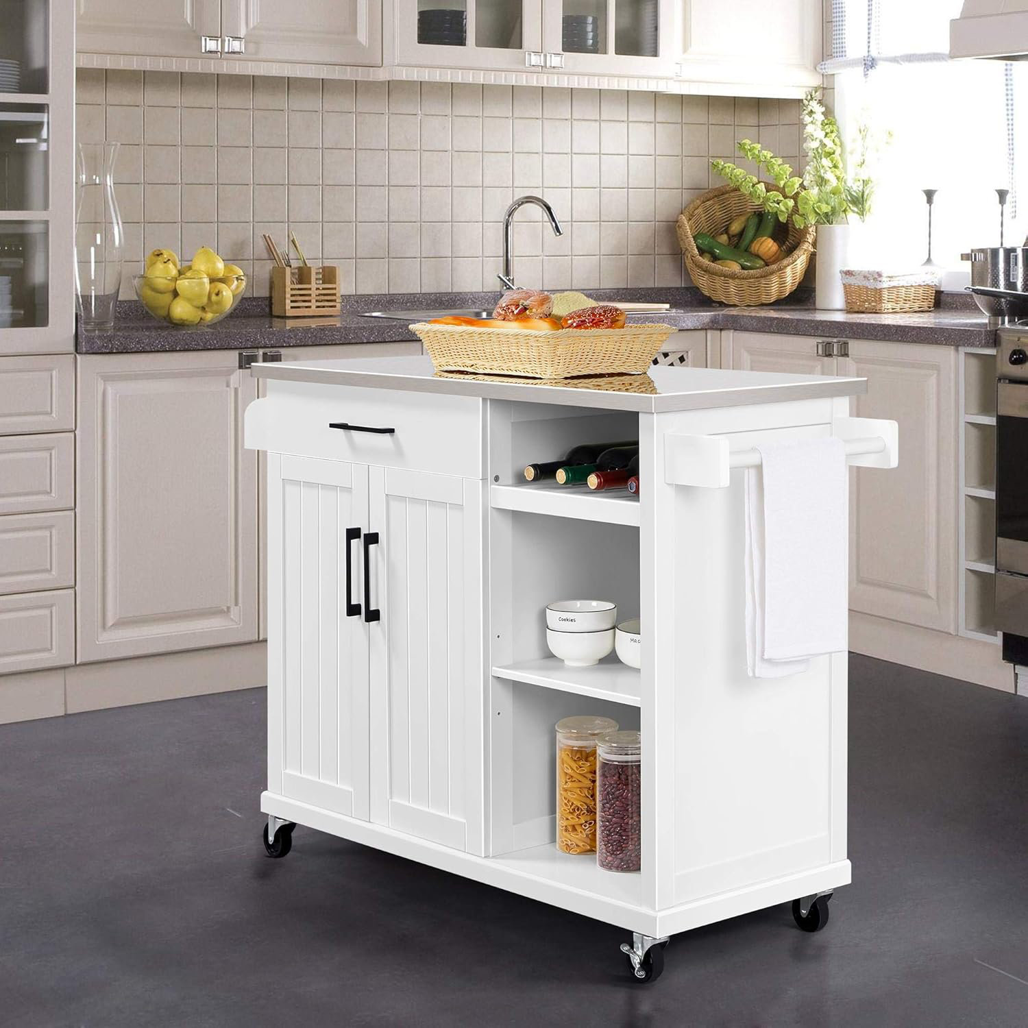 Red Barrel Studio® Kitchen Island Cart with Stainless Steel Top ...