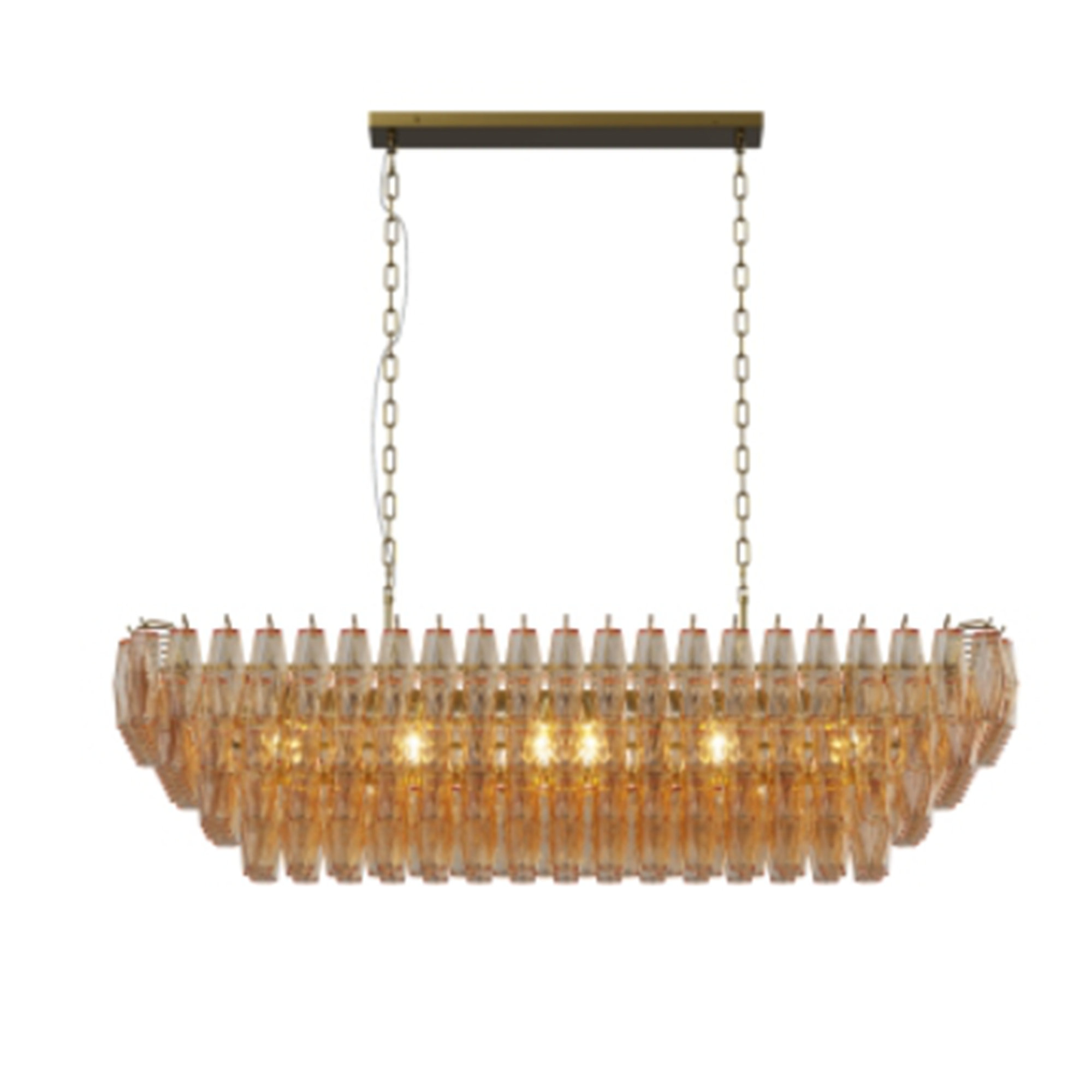 Everly Quinn Large Rectangle Gold Kitchen Chandelier Over Table | Wayfair