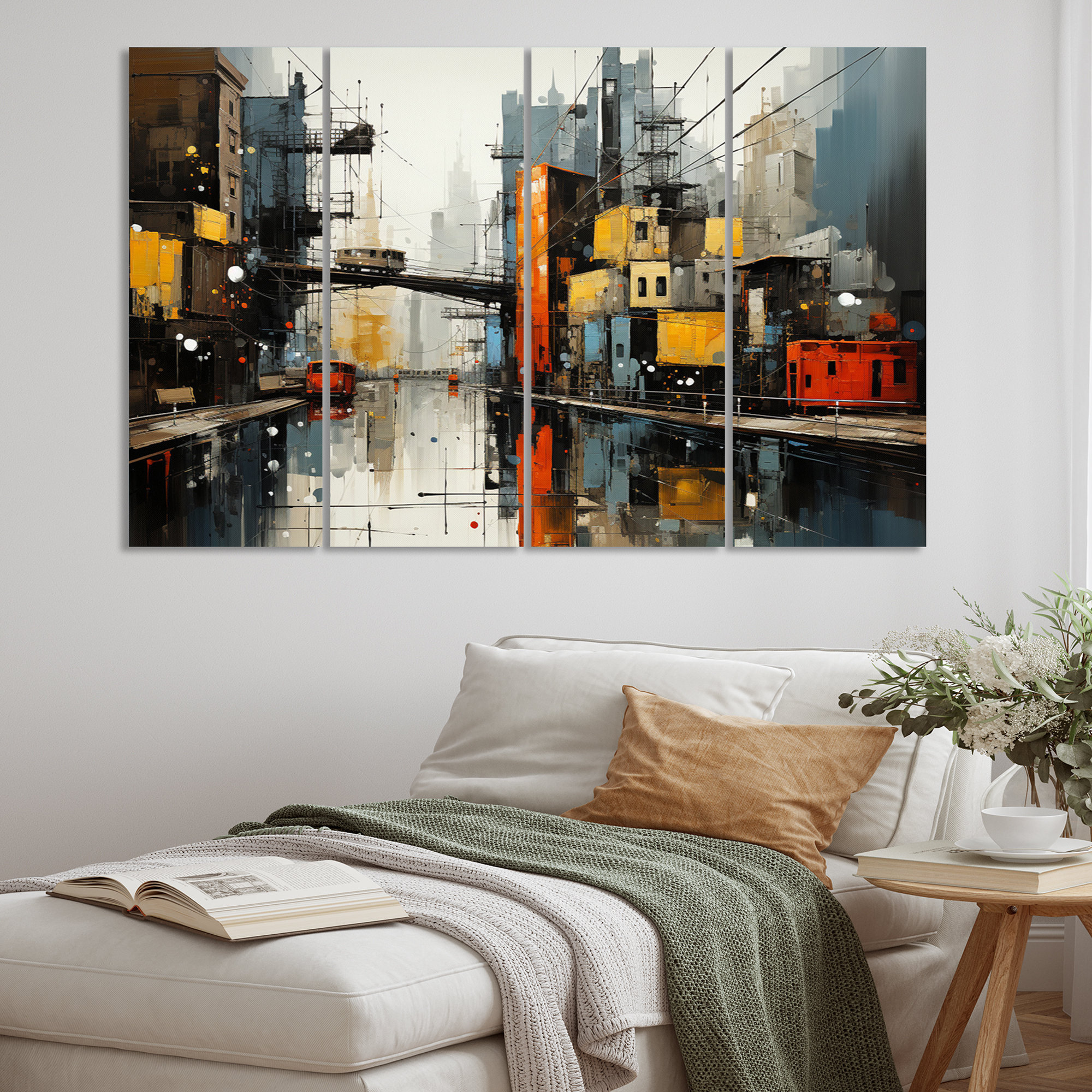 Design Art Cityscape Collage III - Abstract Collages Canvas Wall Art ...