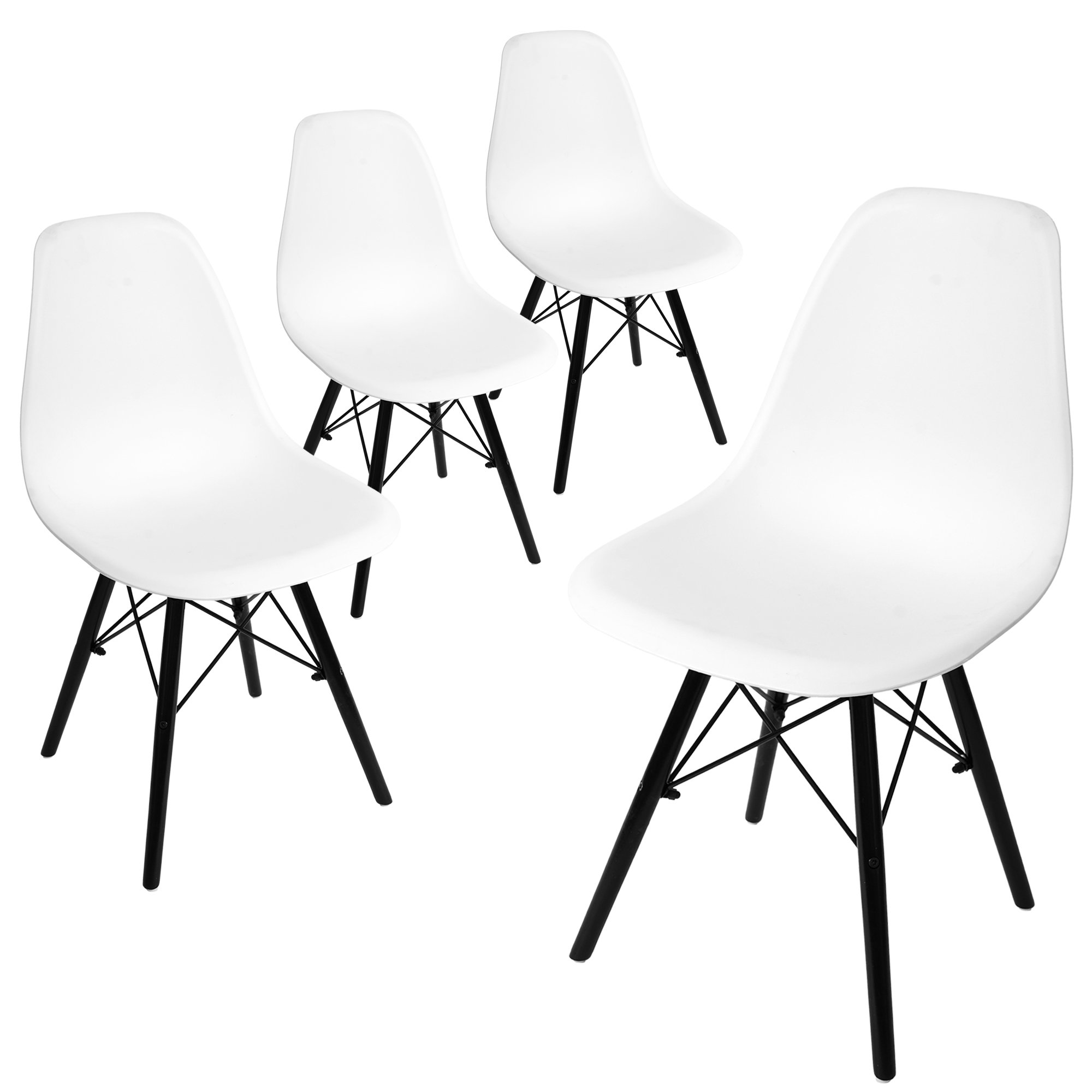 George Oliver Modern Plastic Dining Chairs With Wood Legs, Set Of 4 ...