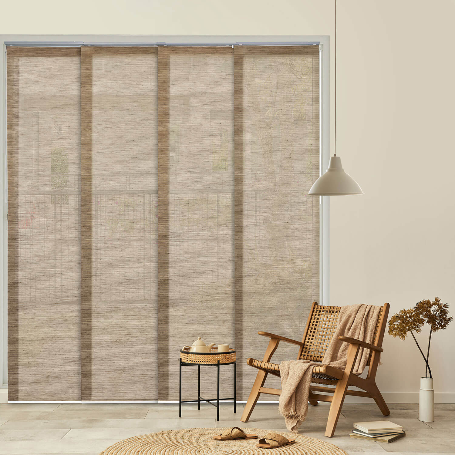 Symple Stuff Sharmaine Jute Adjustable Sliding Panel Track Sheer ...