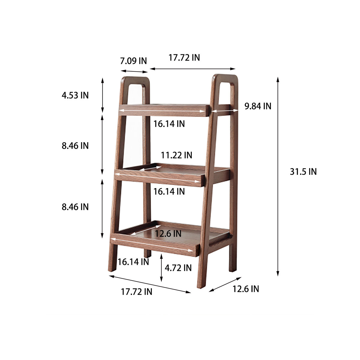 Lark Manor™ 3 Tiered Solid Wood Ladder Storage Bookcase | Wayfair
